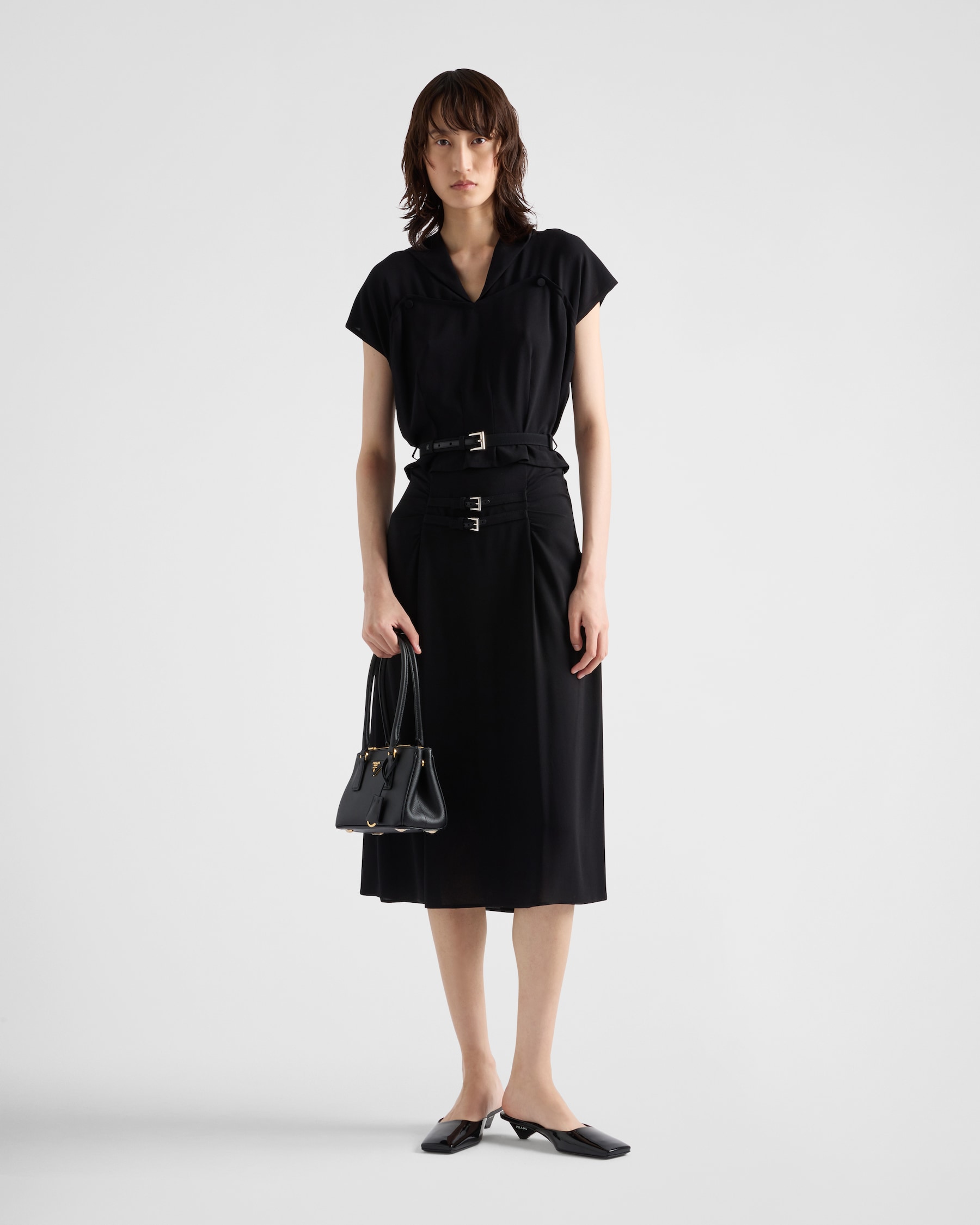Black Sablé Midi-skirt | PRADA