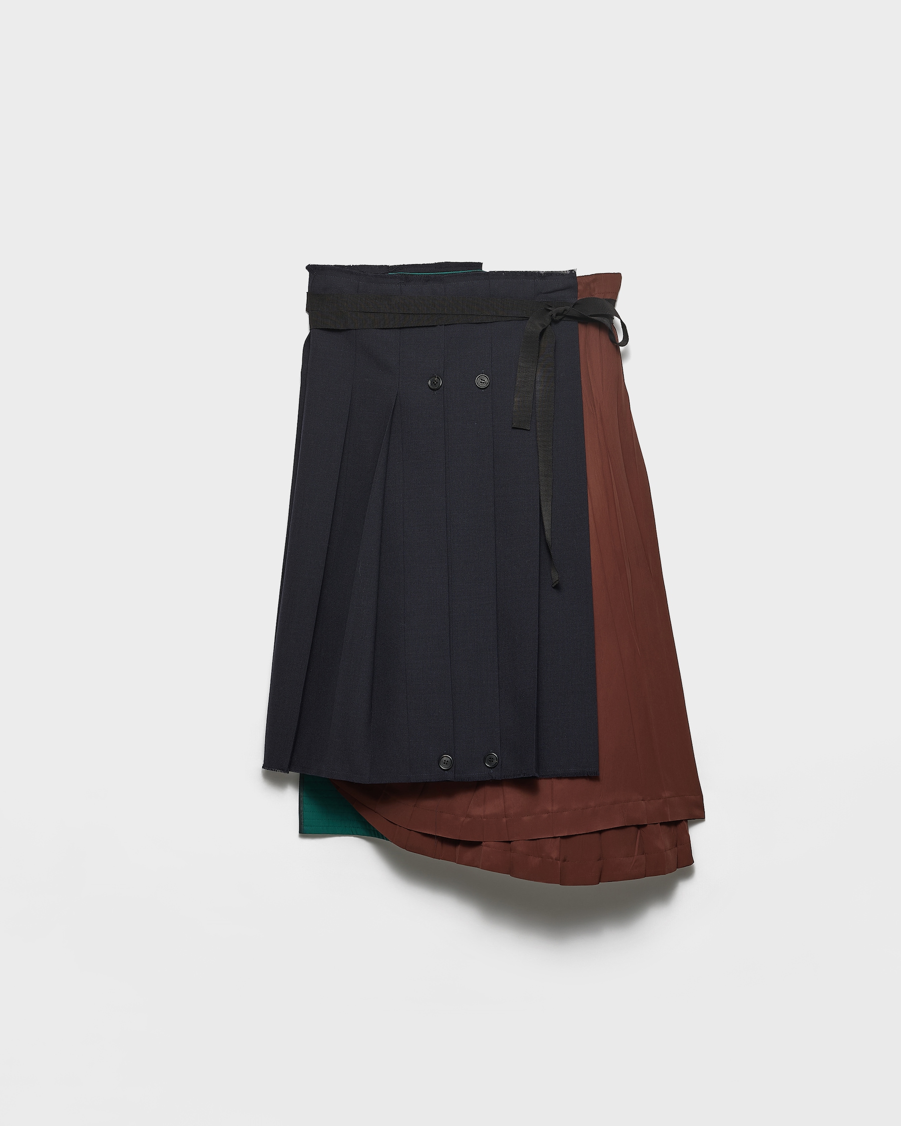Navy Rush Stitch Fabric Patchwork Skirt | PRADA