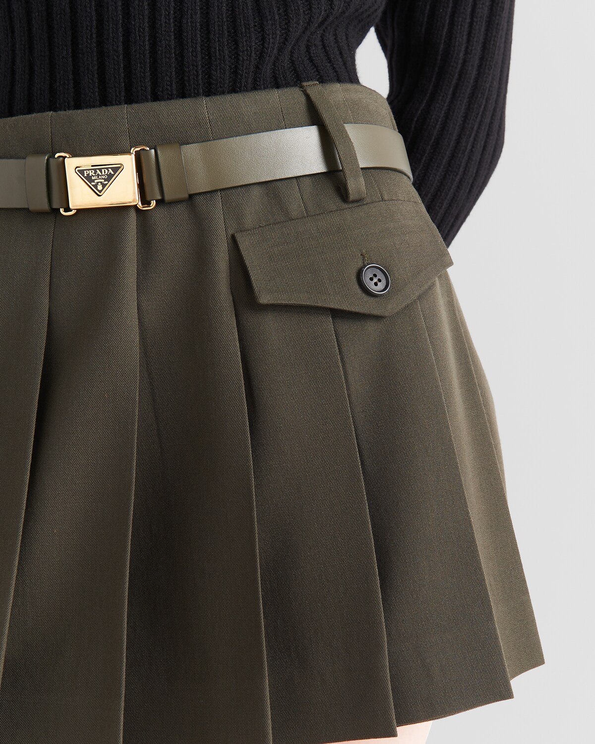 Military Green Gabardine Miniskirt | PRADA