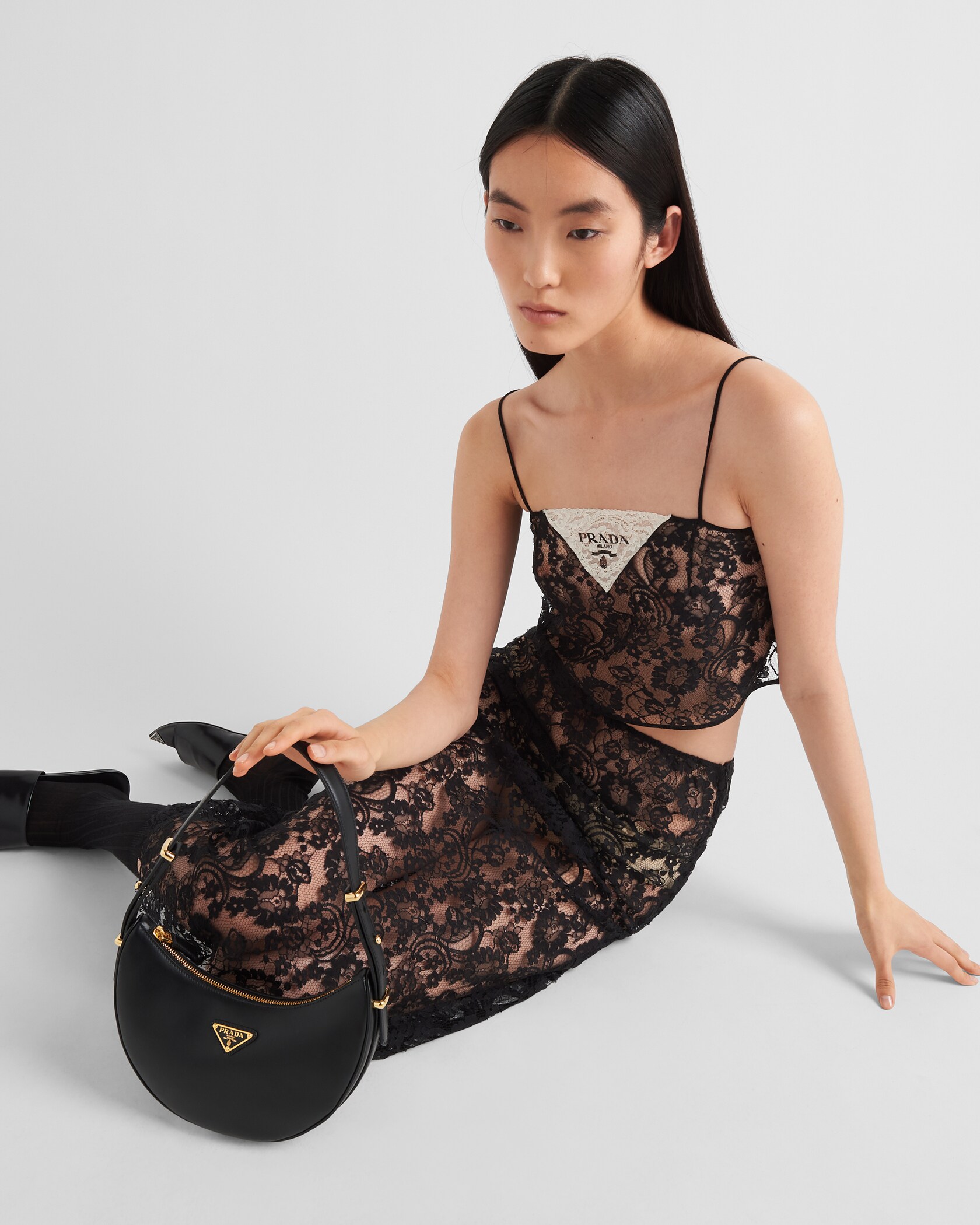 Black Lace Midi-skirt | PRADA