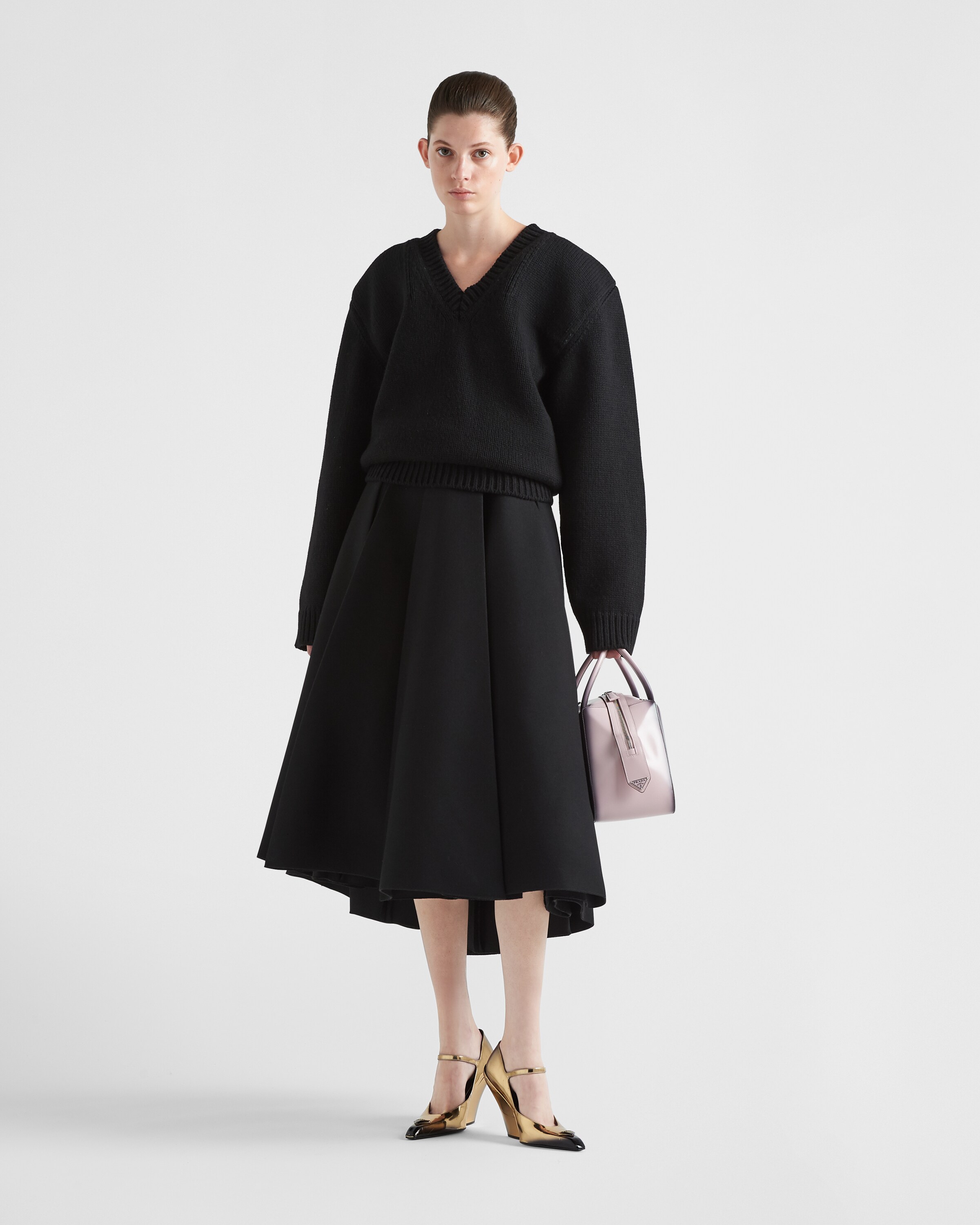 Black Cloth midi-skirt | Prada