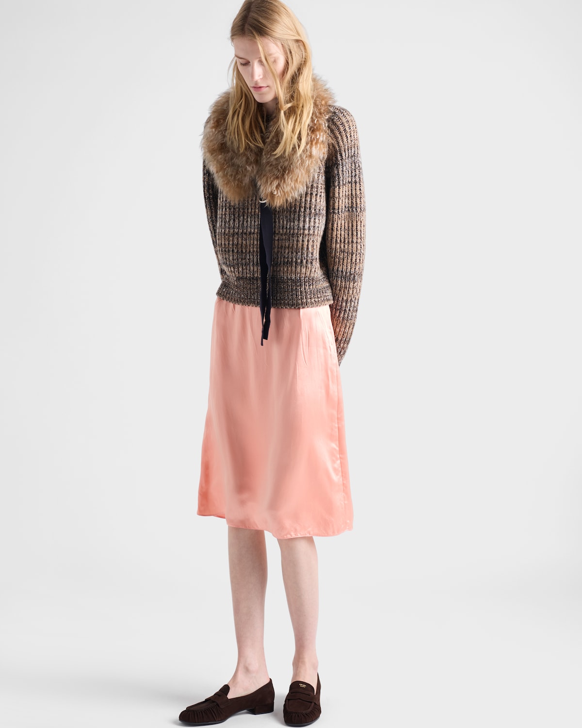 Coral Washed Satin Skirt | PRADA - United States