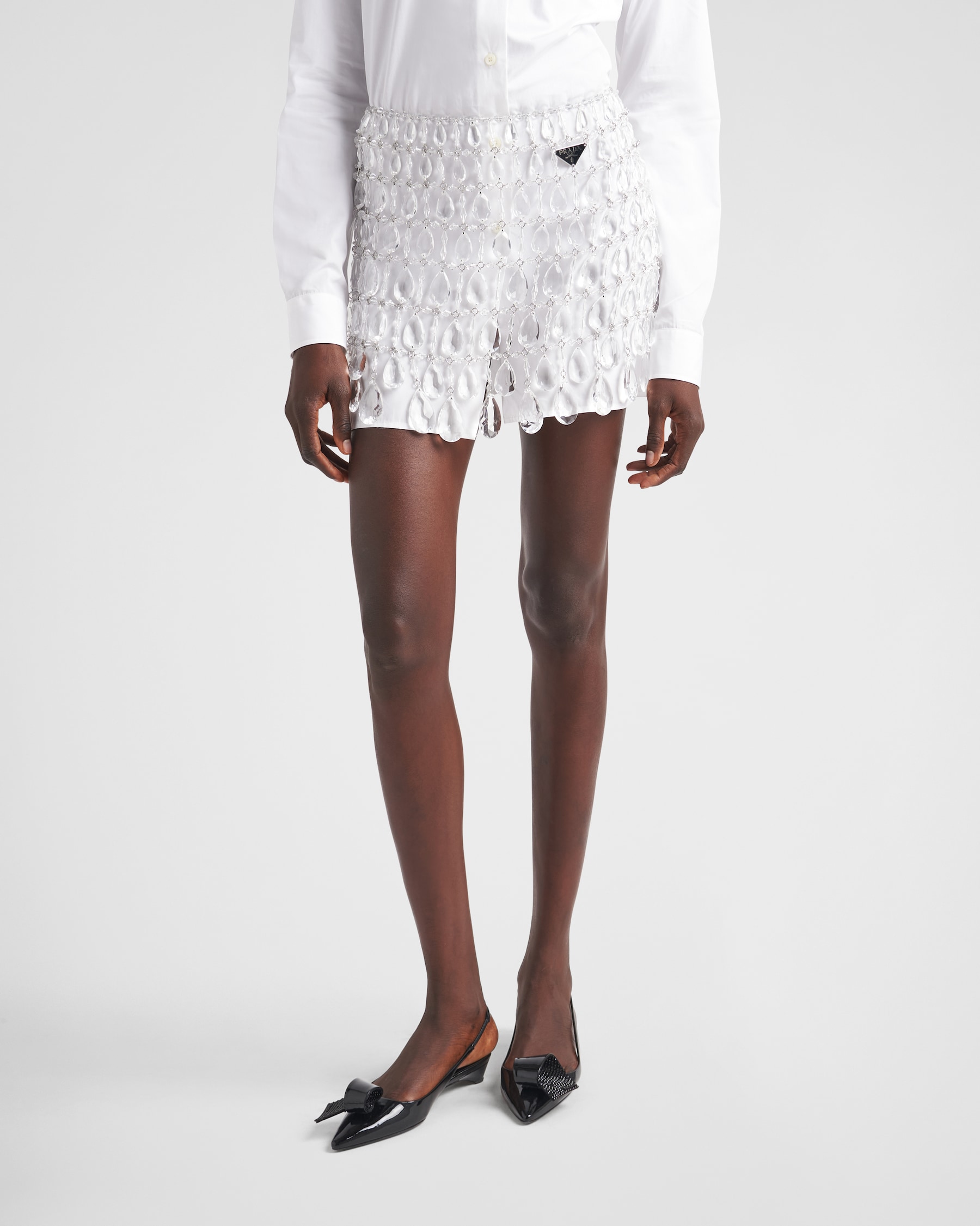 Crystal Miniskirt With Jeweled Fringe | PRADA