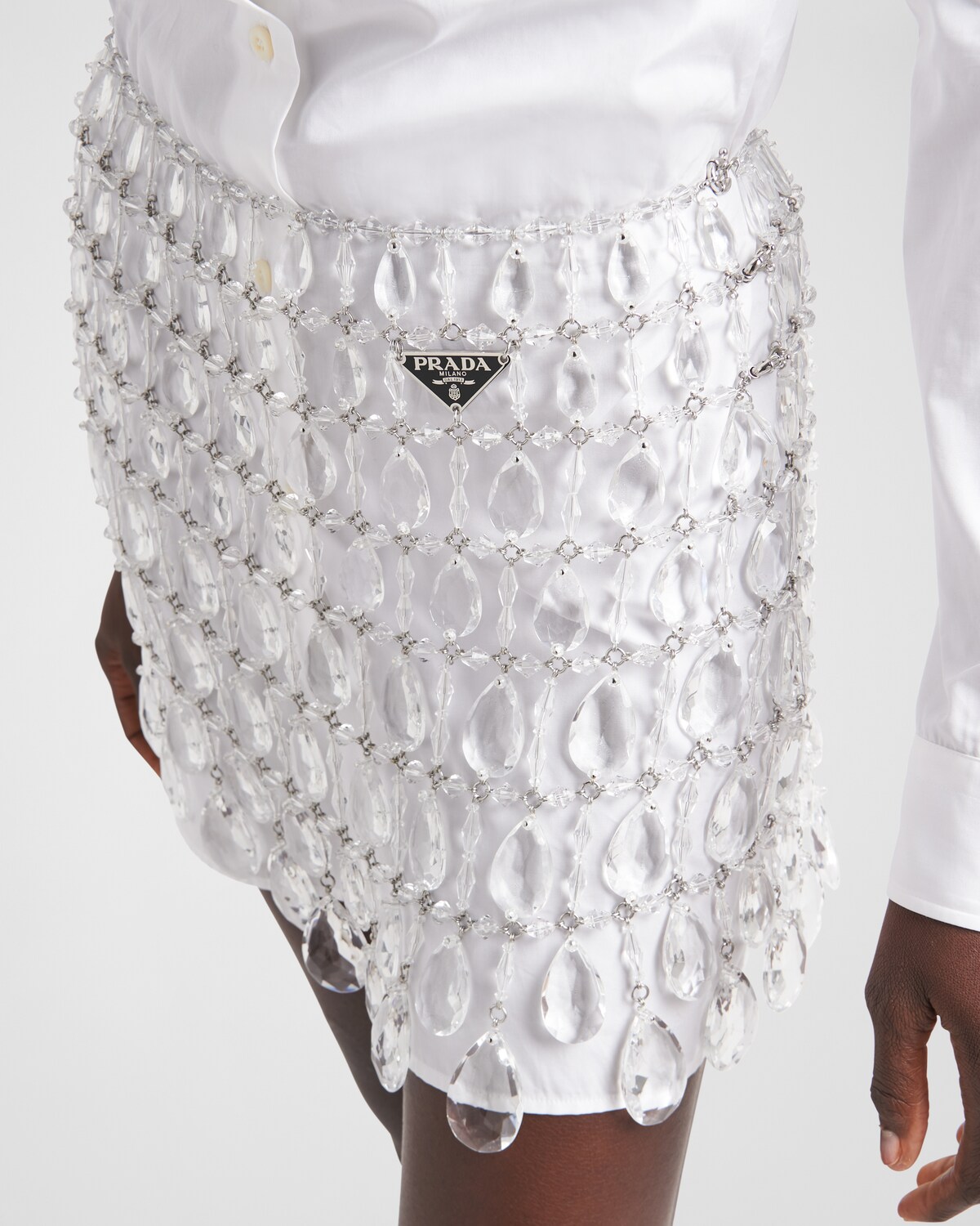 Crystal Miniskirt With Jeweled Fringe | PRADA