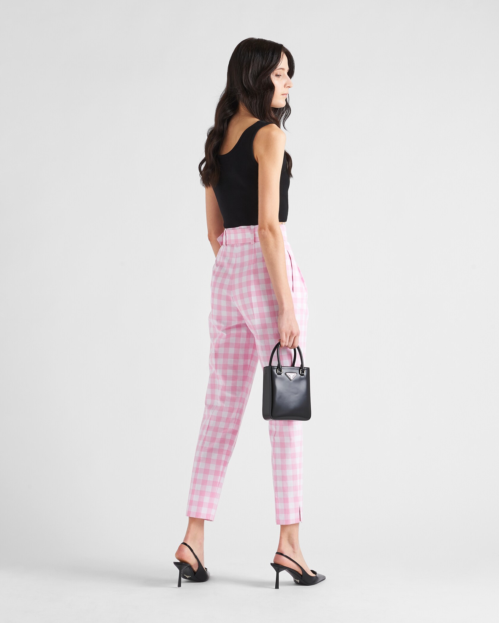 Pink Gingham Check Pants | PRADA
