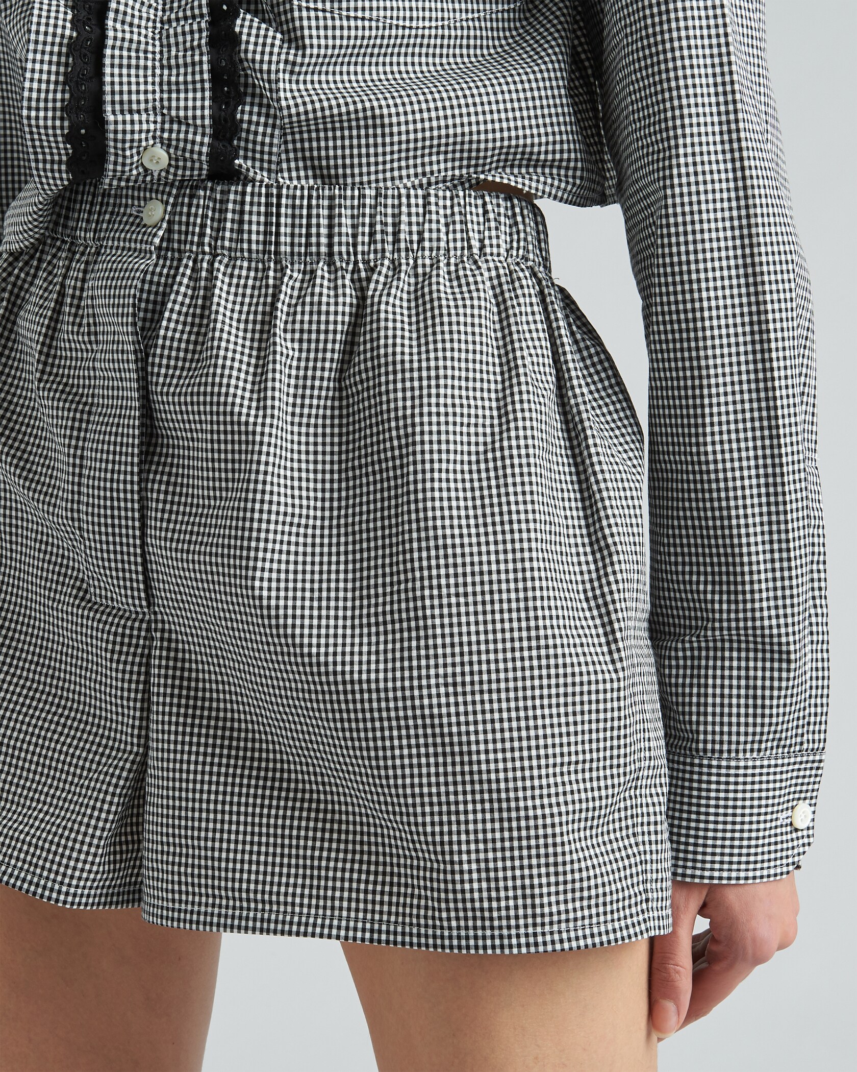 Black Gingham Check Shorts | PRADA