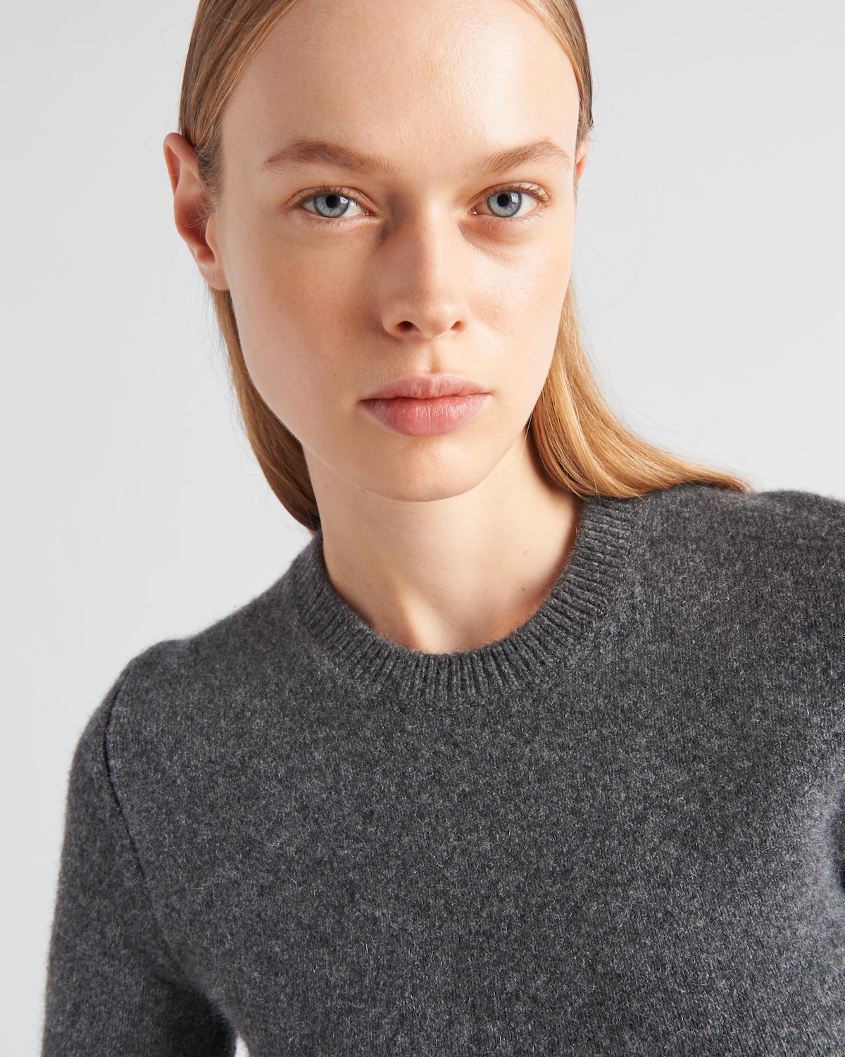 Slate Gray Cashmere Crew-neck Sweater | PRADA