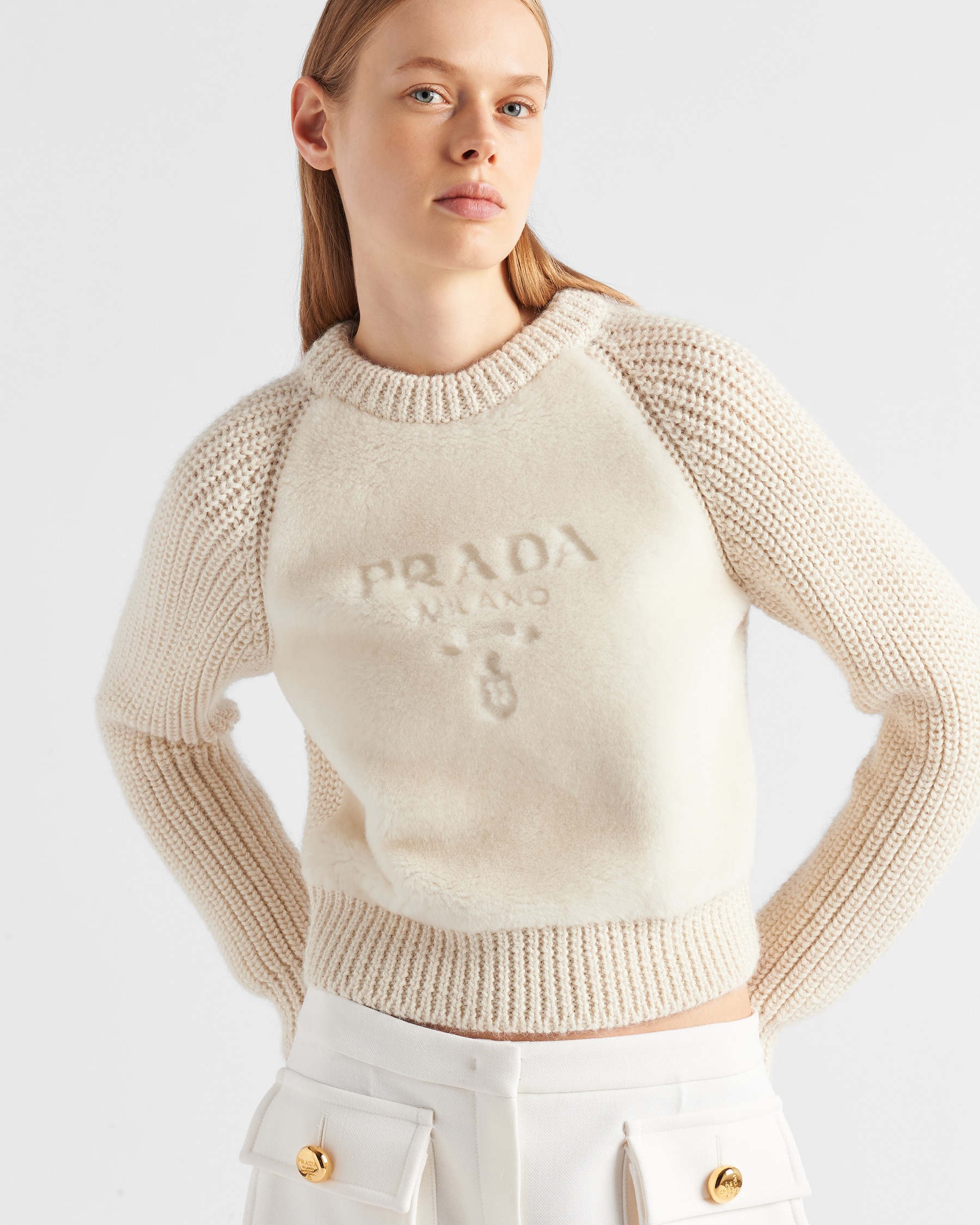White Alpaca Crew-neck Sweater | PRADA