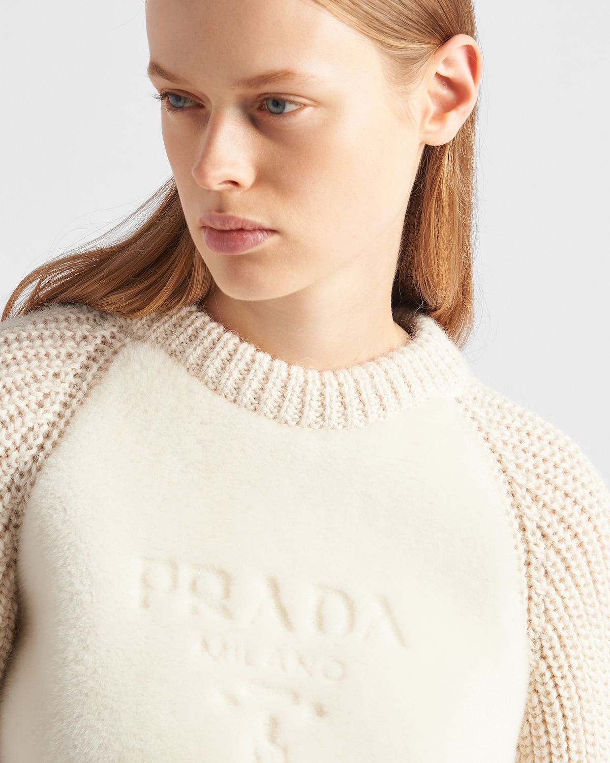White Alpaca Crew-neck Sweater | PRADA