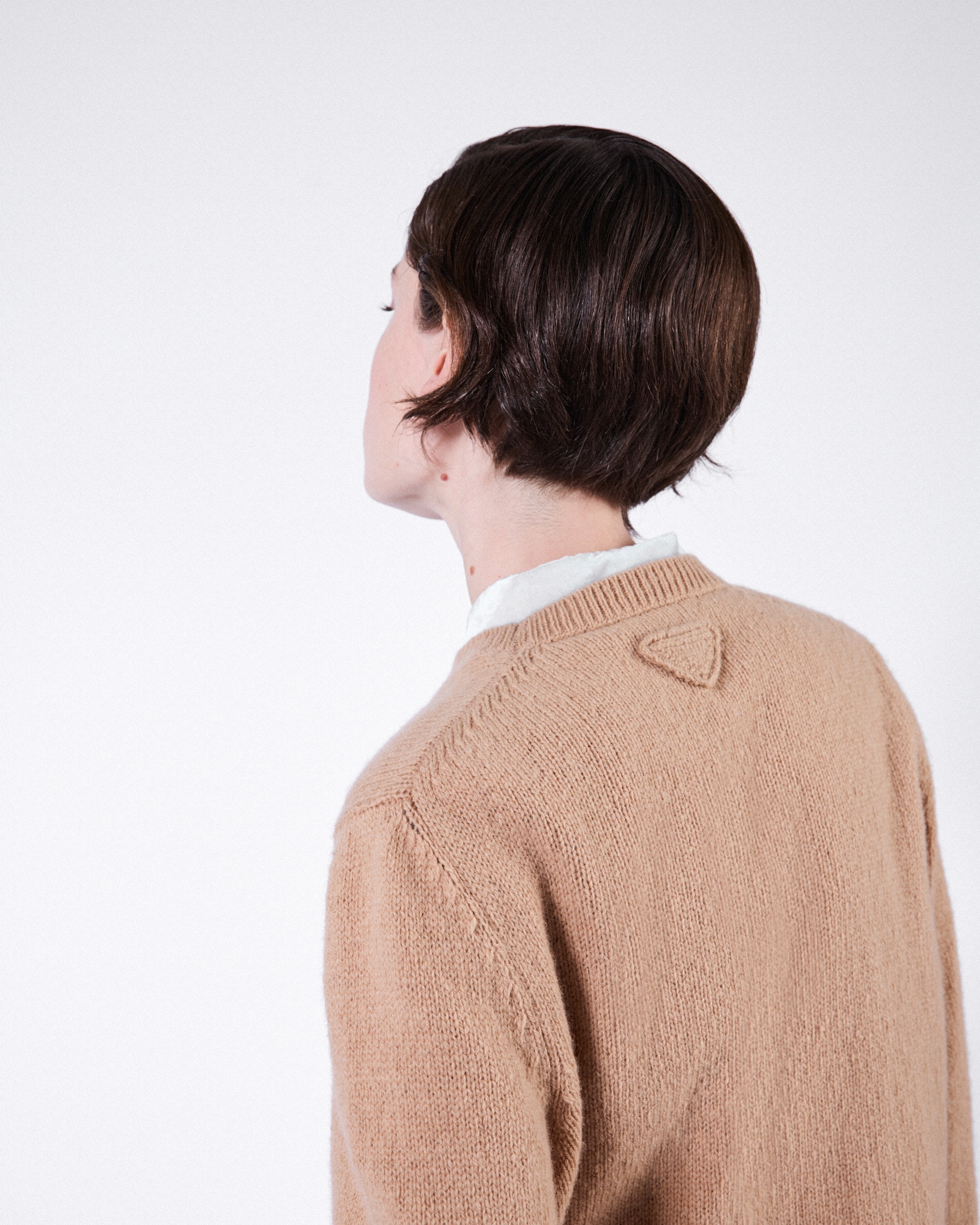 Camel Brown Wool And Cashmere Crew-neck Sweater | PRADA - United States
