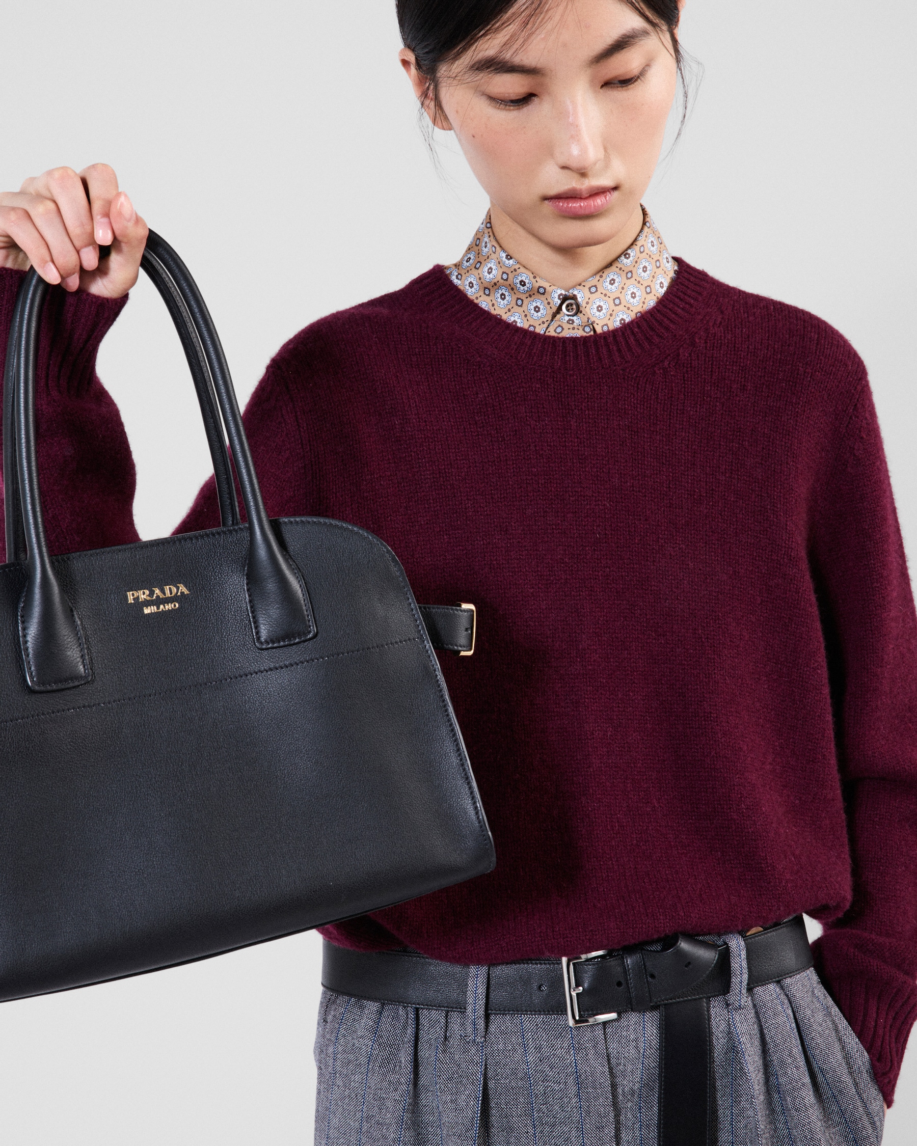 Amaranth Red/maize Yellow Wool And Cashmere Crew-neck Sweater | PRADA