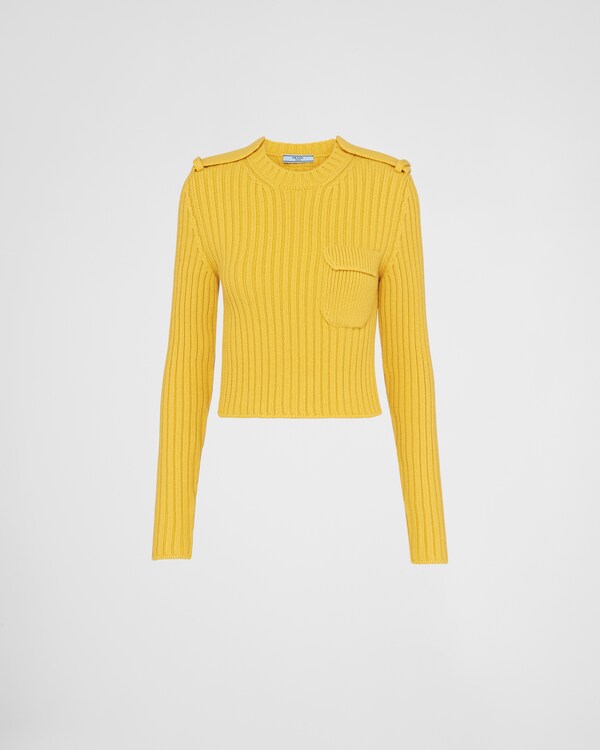 Yellow Wool And Cashmere Crew-neck Sweater | PRADA