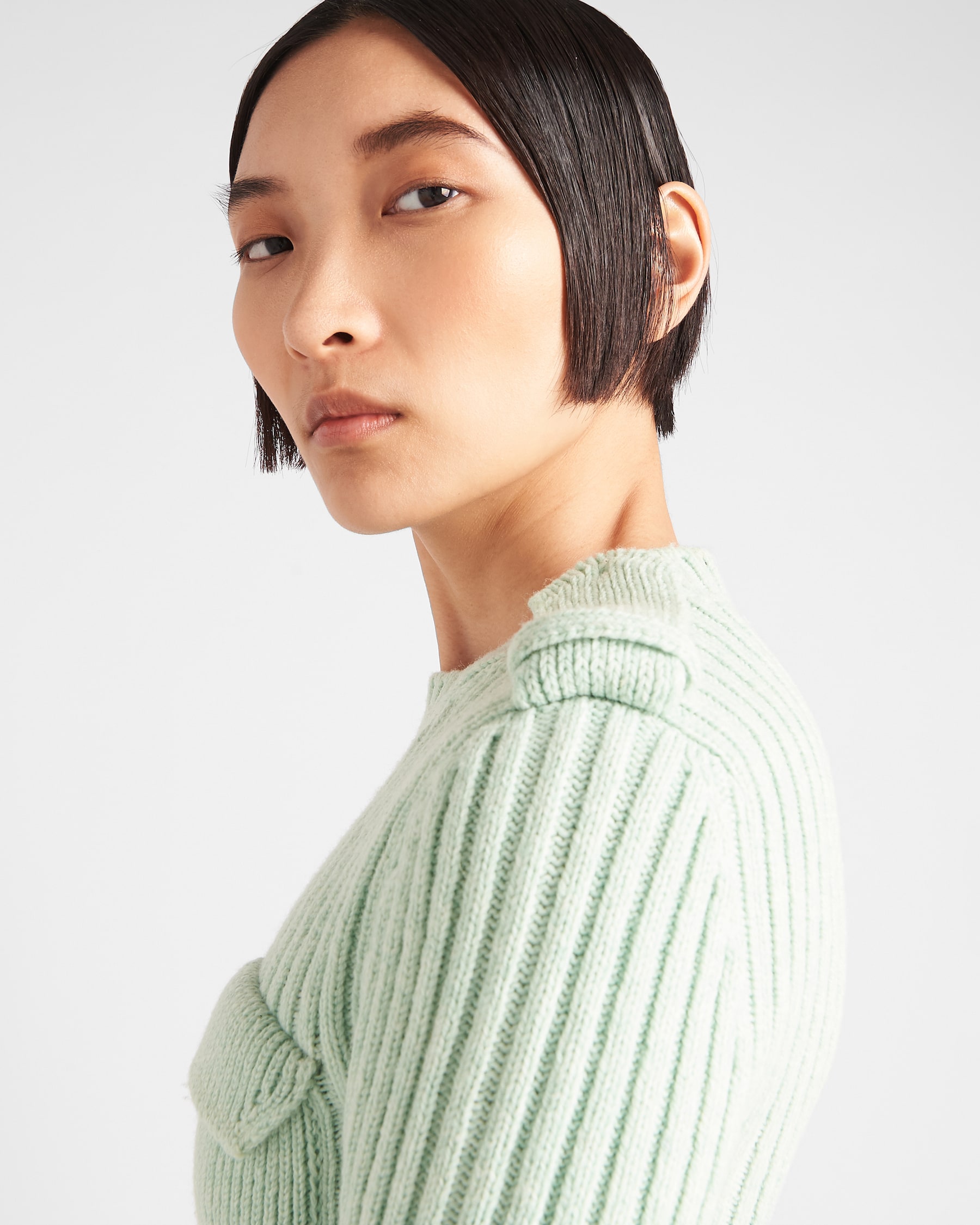 Mint Green Wool And Cashmere Crew-neck Sweater | PRADA