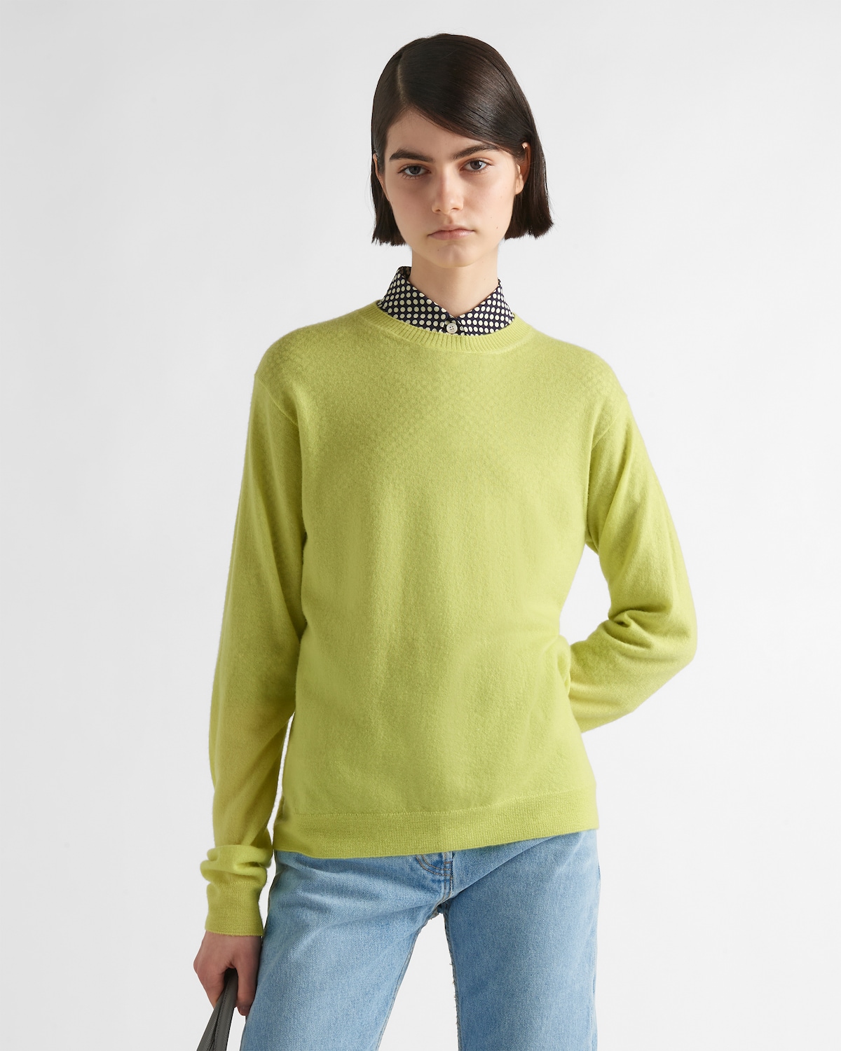 Lime Green Cashmere Crew-neck Sweater | PRADA
