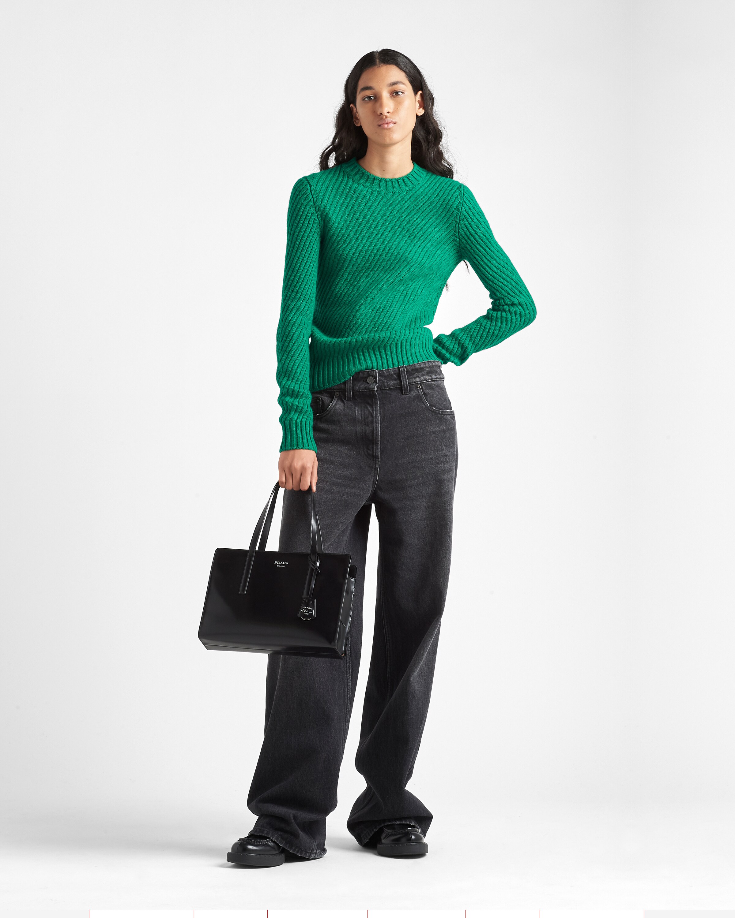Pull à col rond en cachemire Vert Émeraude | Prada