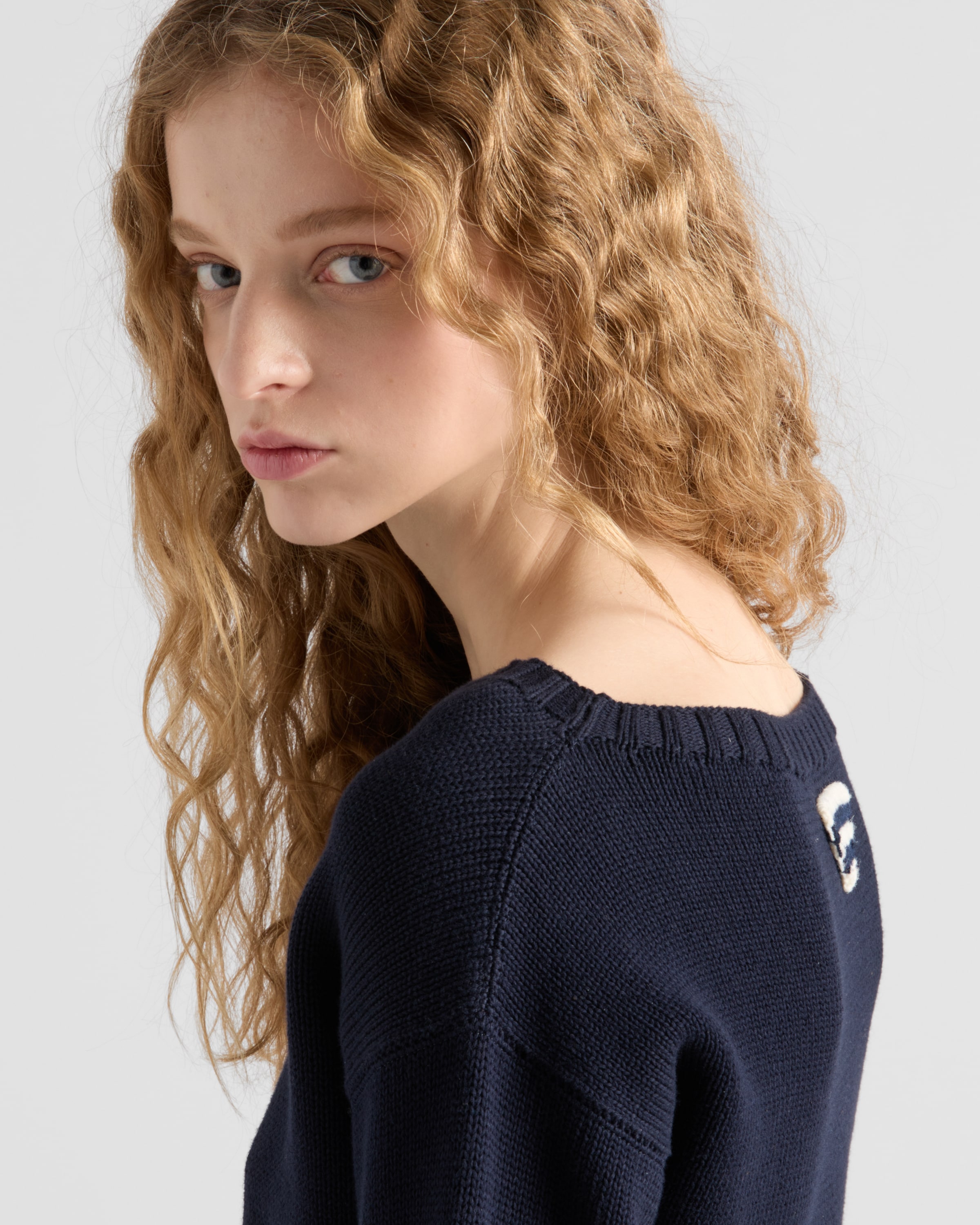 Prada Boat Neck Knit Balloon Sweater In Blue | ModeSens Prada Boat Neck Knit Balloon Sweater In Blue | ModeSens