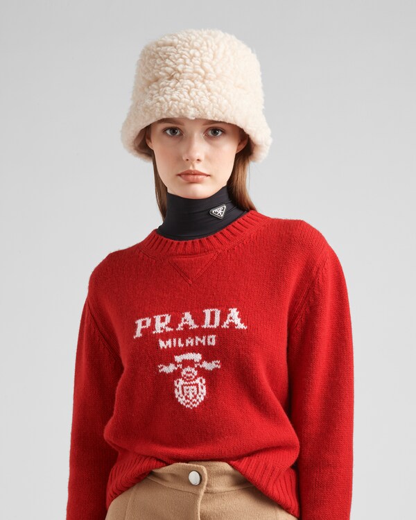 Red Wool And Cashmere Crew-neck Sweater | PRADA