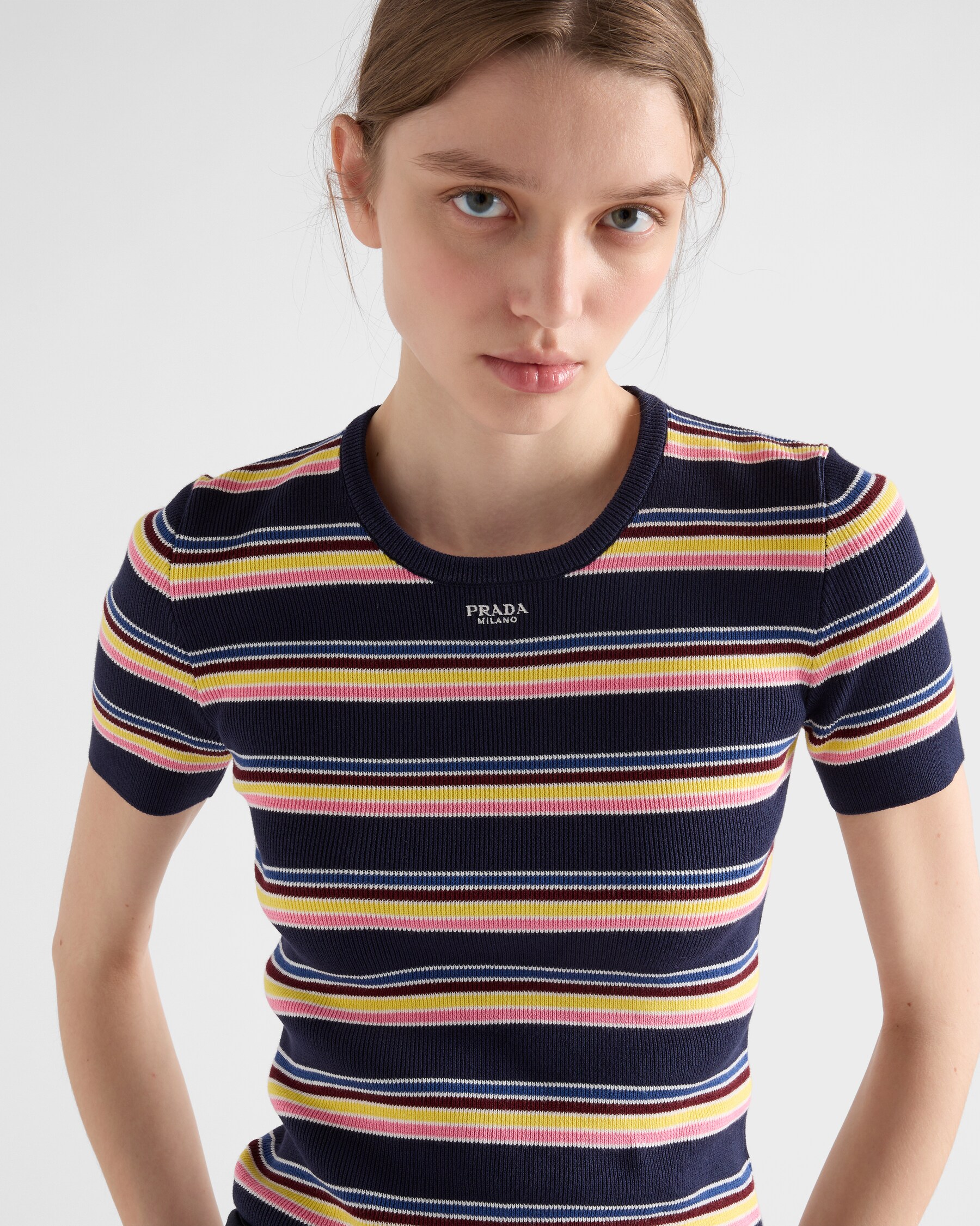 Navy Cotton Crew-neck Sweater | PRADA