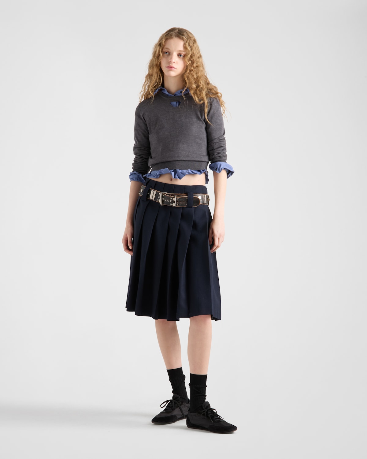 Grey Wool Crew-neck Sweater | PRADA - United States