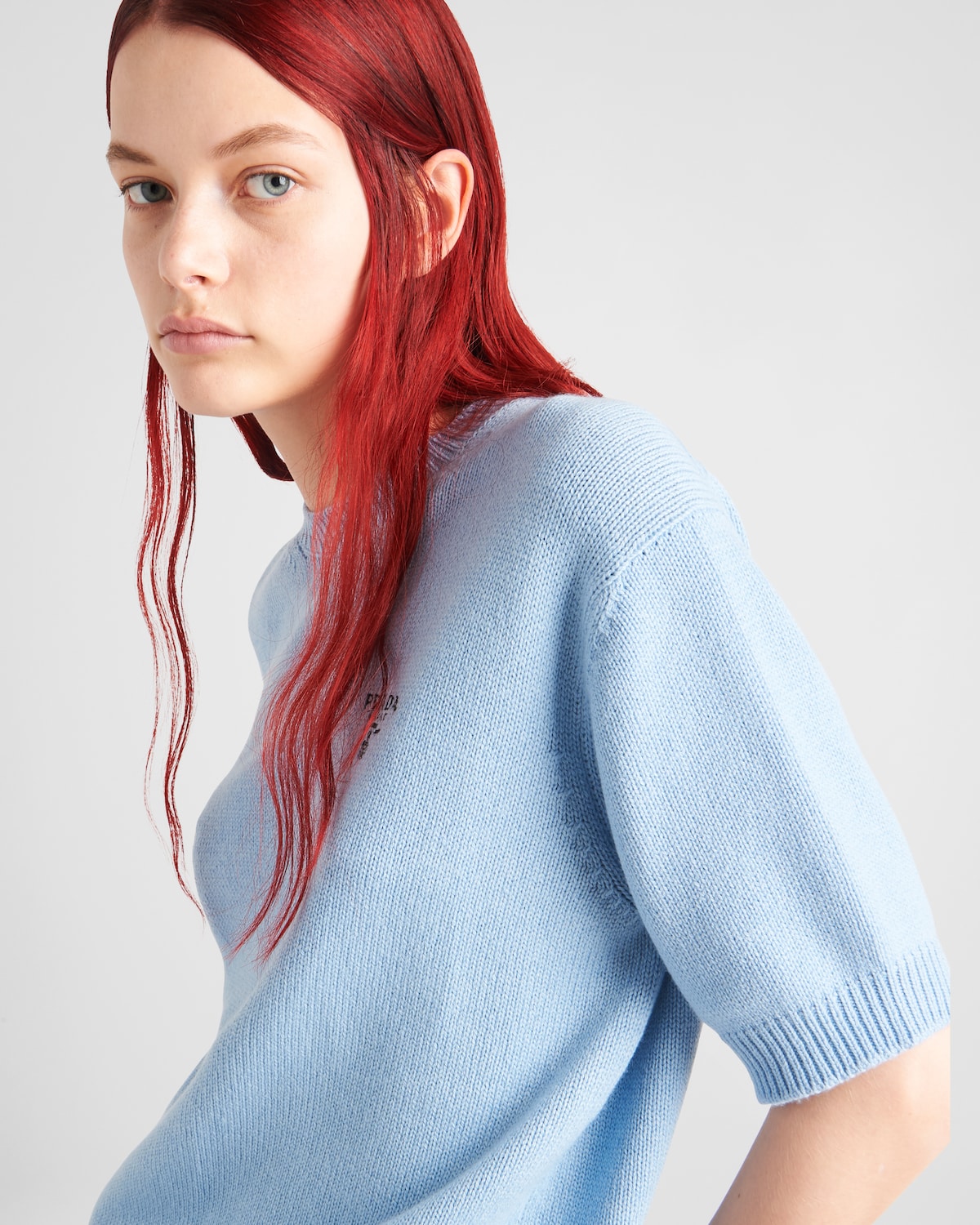 Light Blue Cashmere Crew-neck Sweater | PRADA