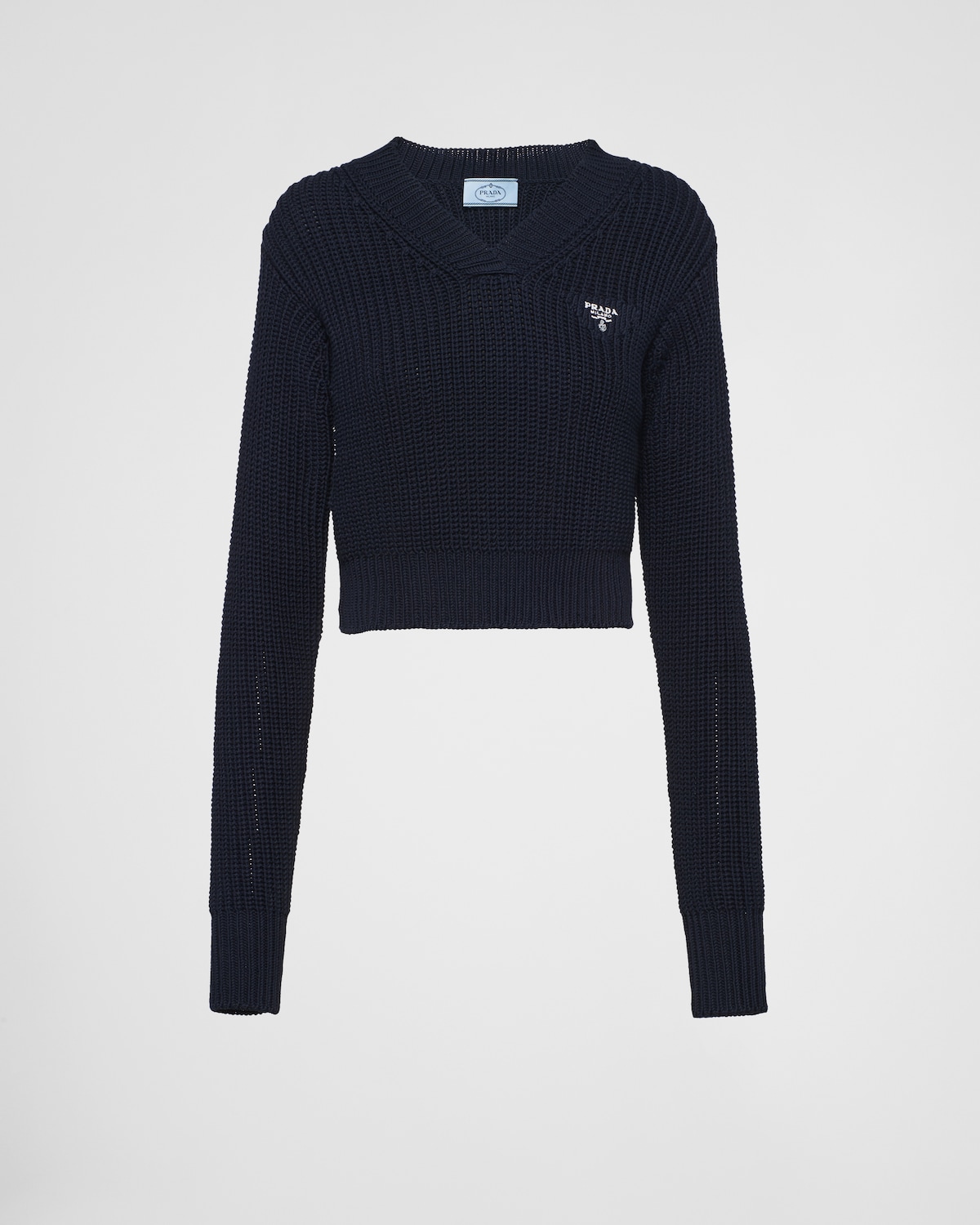 Navy Cotton Crew-neck Sweater | PRADA