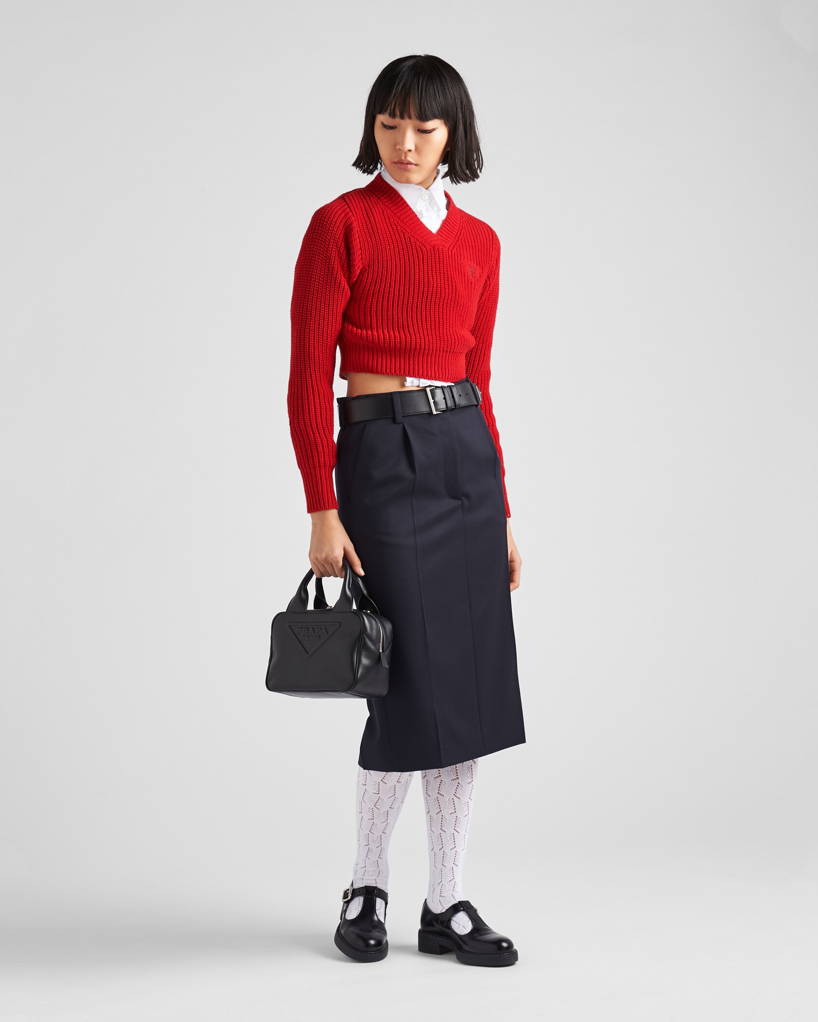 Red Cotton Crew-neck Sweater | PRADA