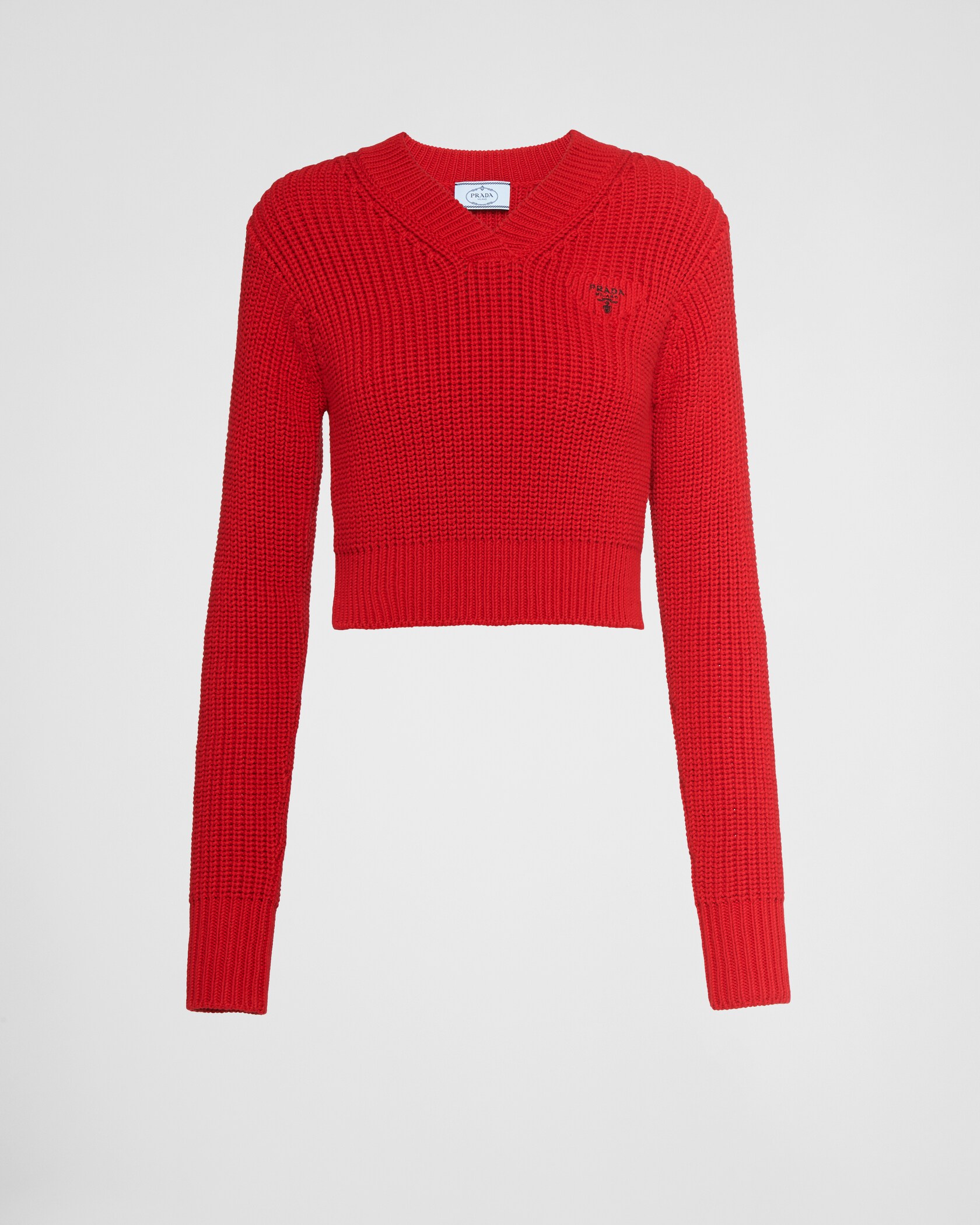 Red Cotton Crew-neck Sweater | PRADA