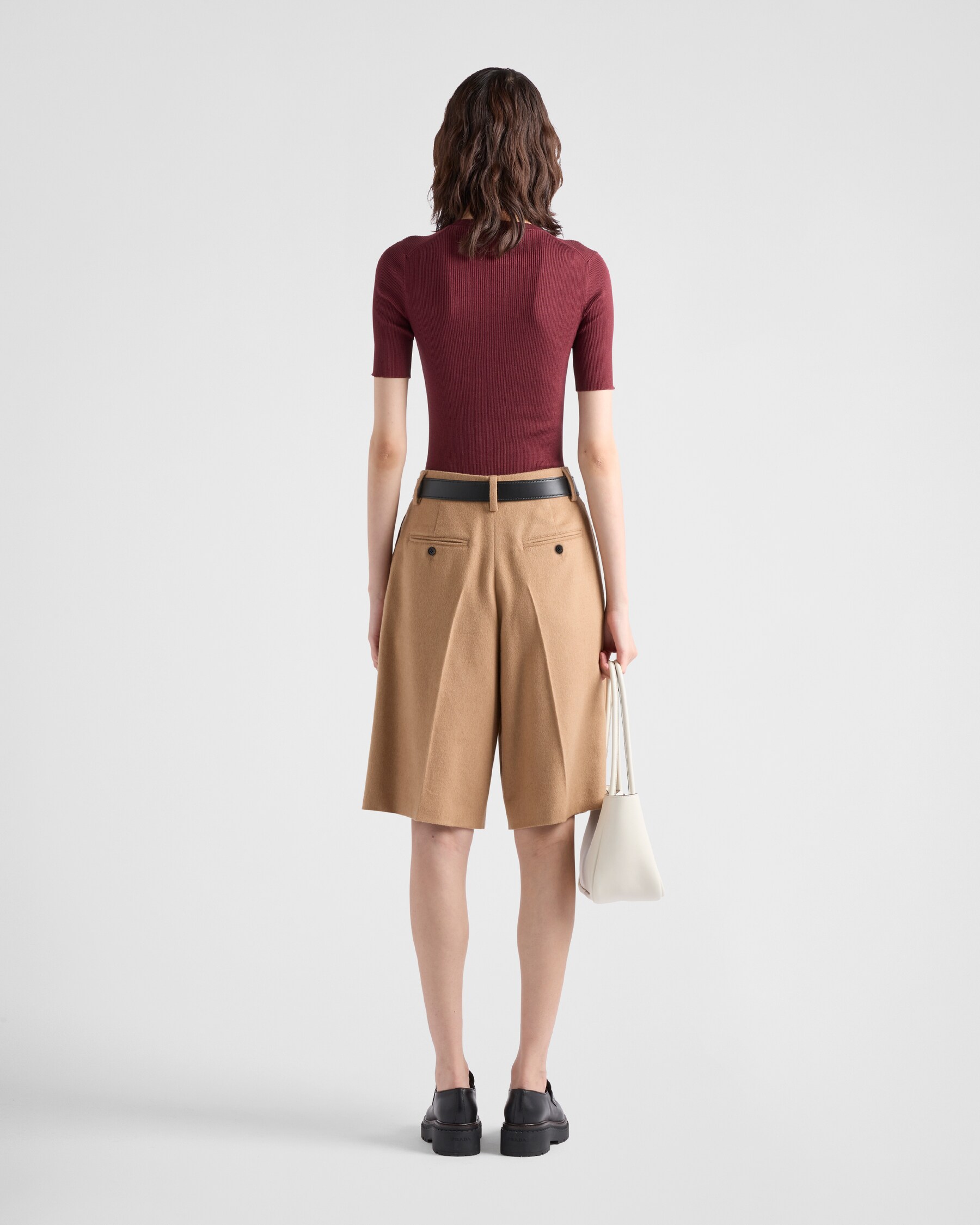Amaranth Red/maize Yellow Silk Crew-neck Sweater With Logo | PRADA