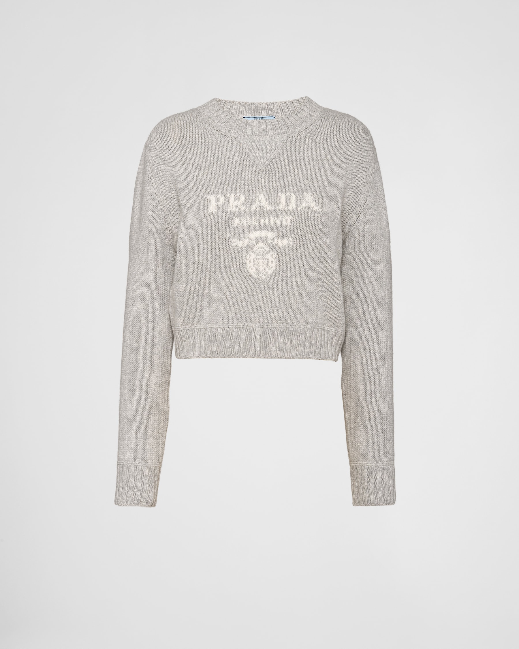 Marble Gray Wool And Cashmere Crew-neck Sweater | PRADA