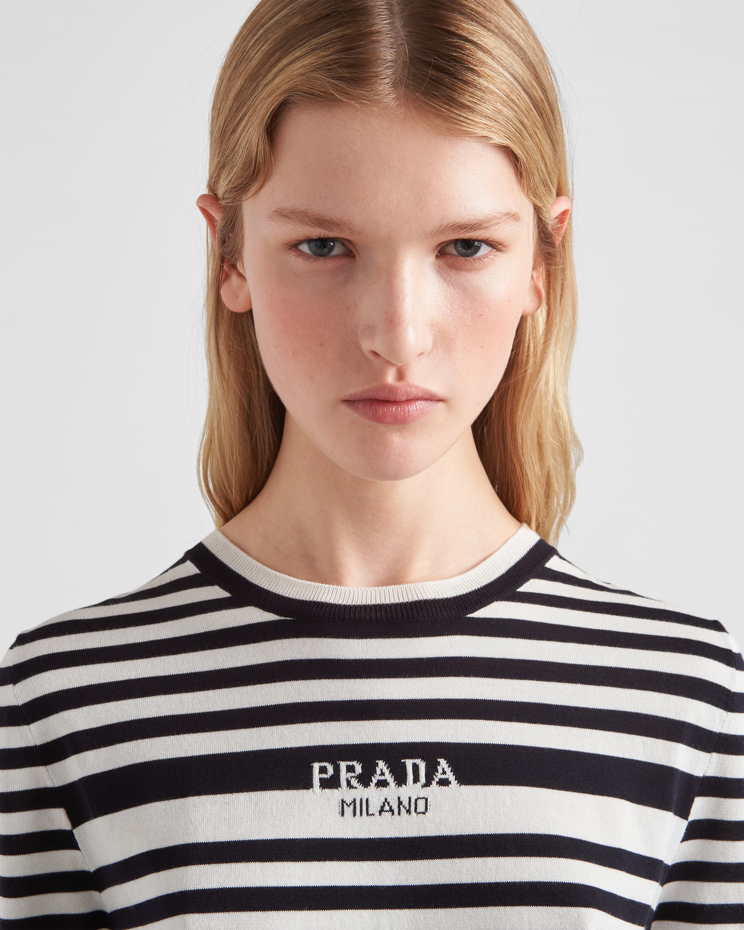 White/blue Cotton T-shirt | Prada