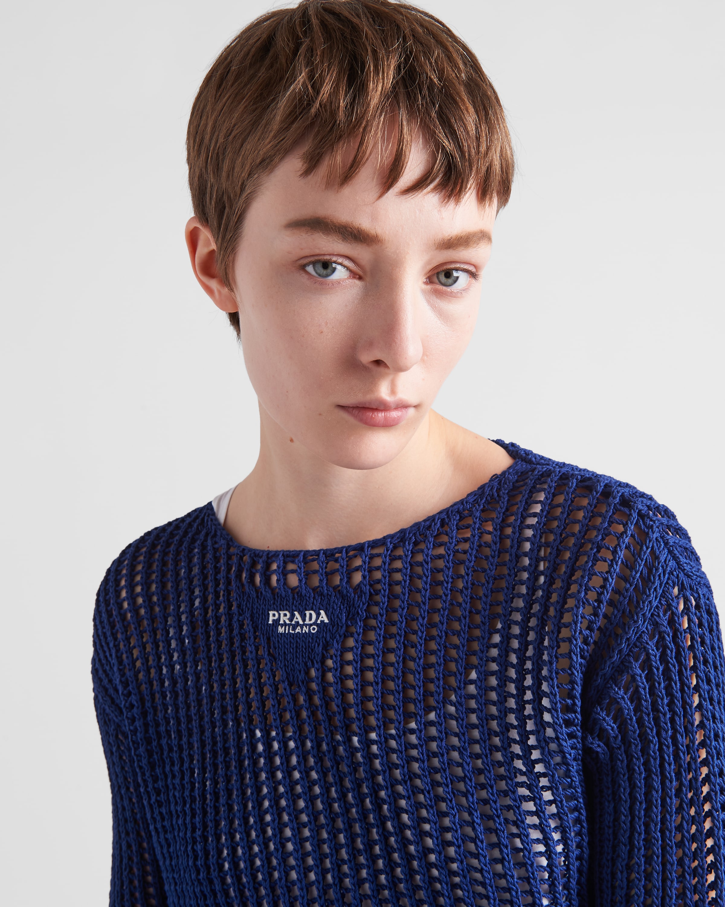 Kornblumenblau Pullover aus Baumwolle | Prada