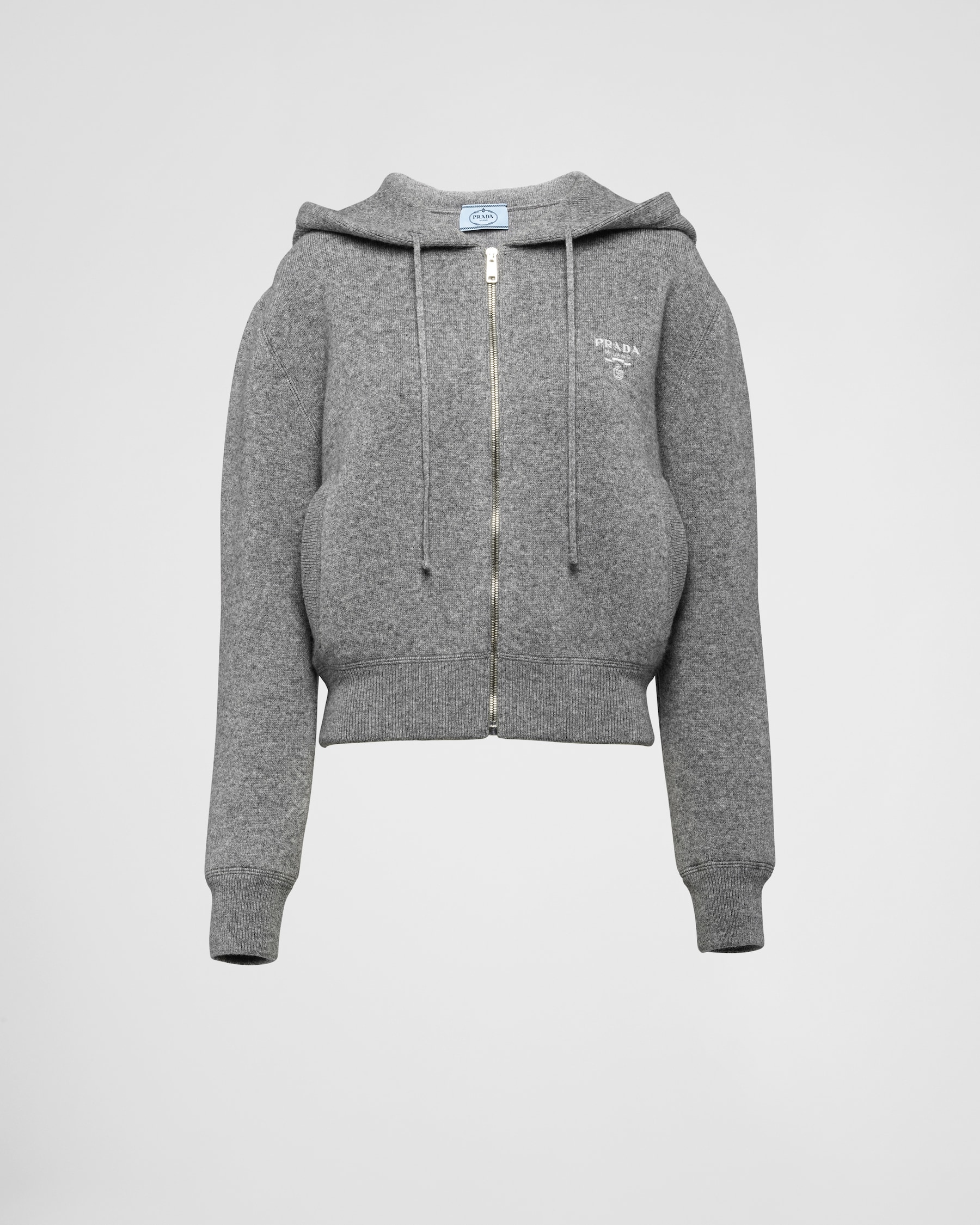 Grey Cashmere Hoodie Jacket | PRADA