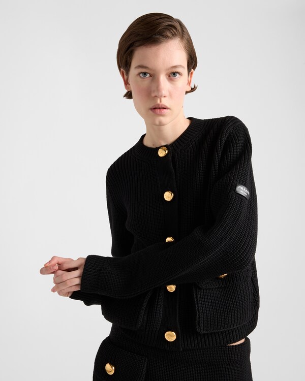 Black Wool Cardigan | PRADA