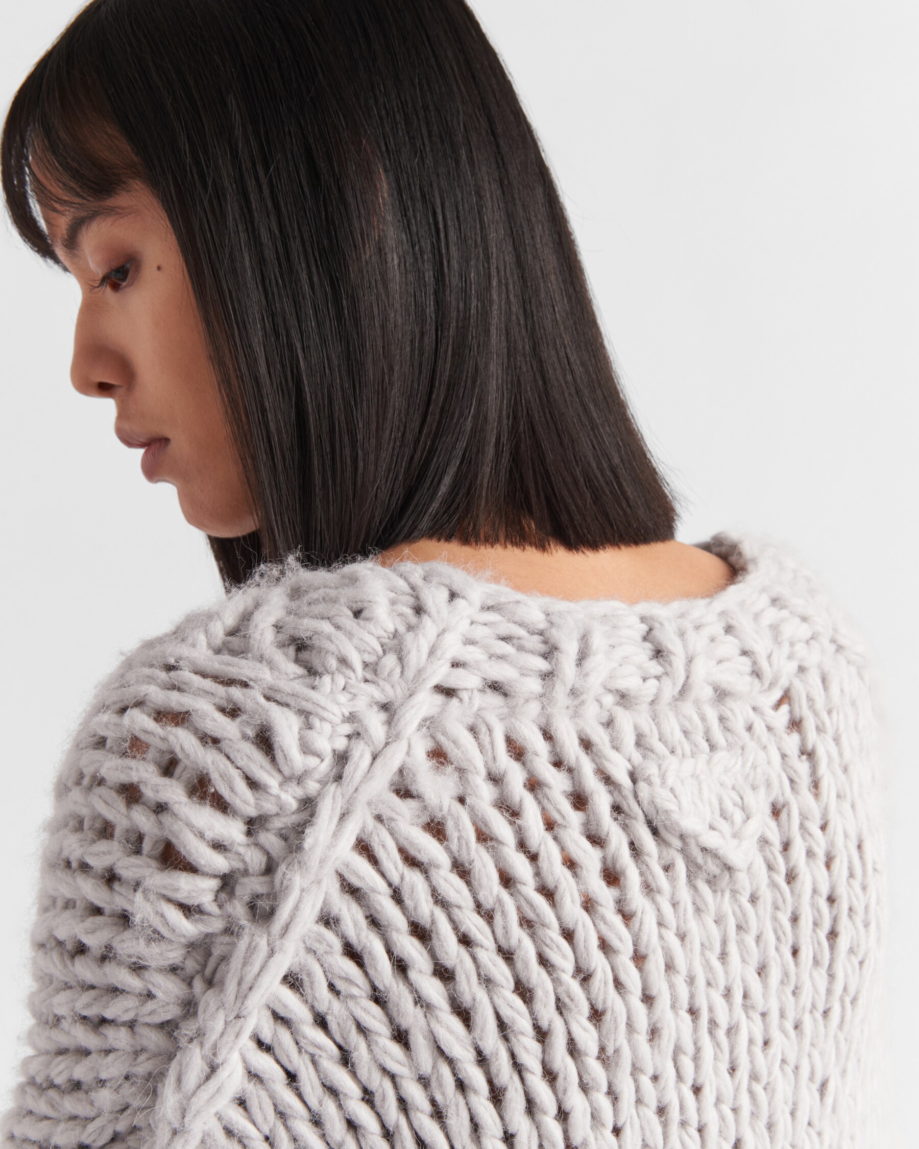 Chalk White Wool Cardigan | PRADA