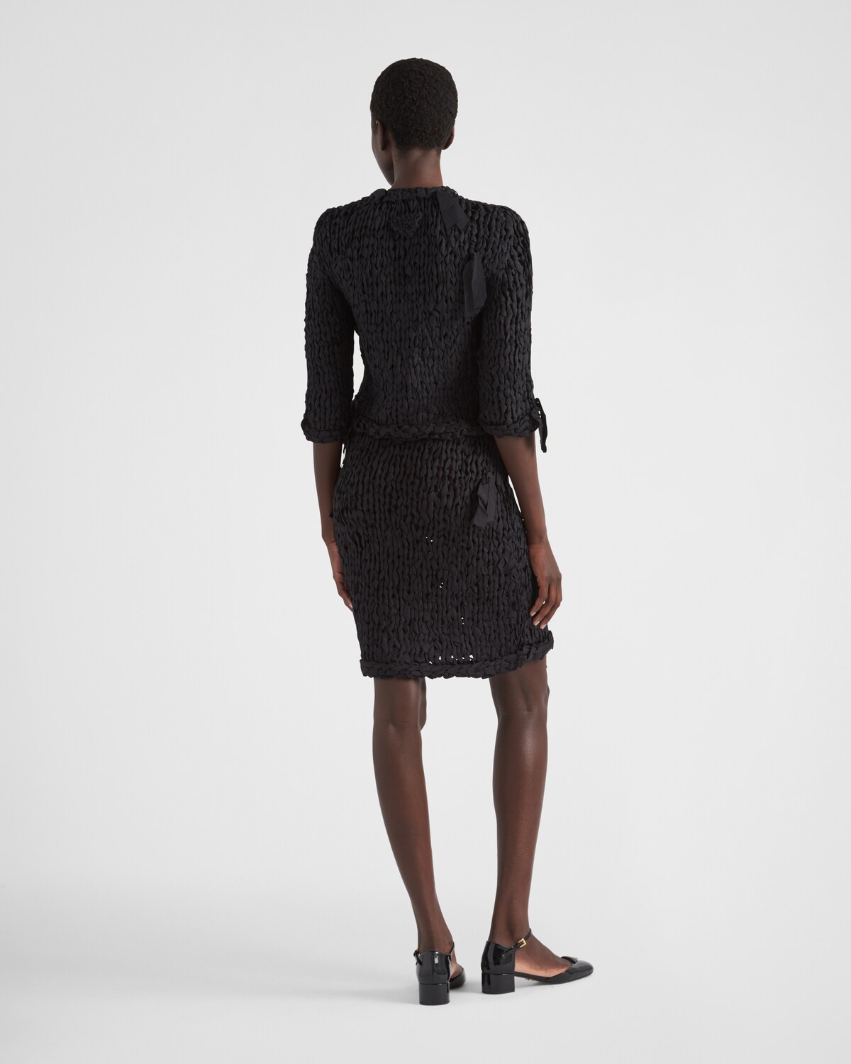 Black Silk Ribbon Cardigan | PRADA