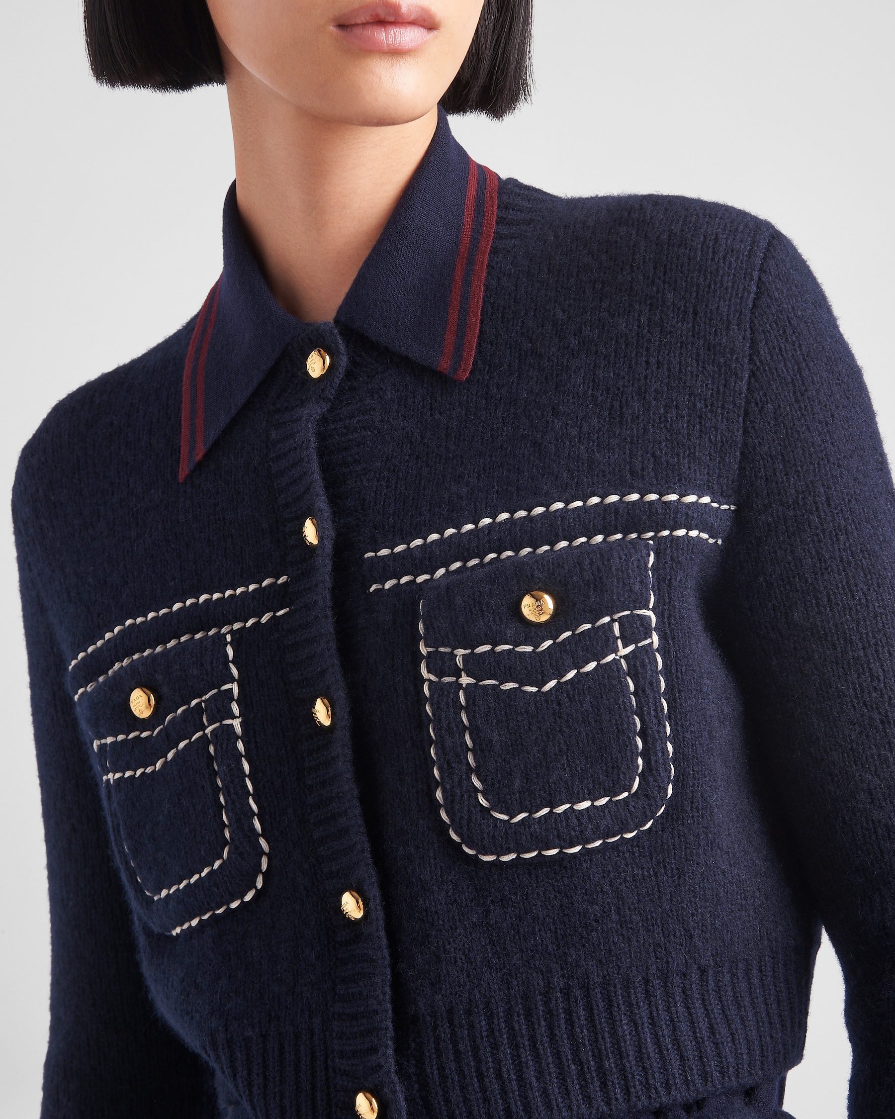Navy Cashmere Cardigan | PRADA