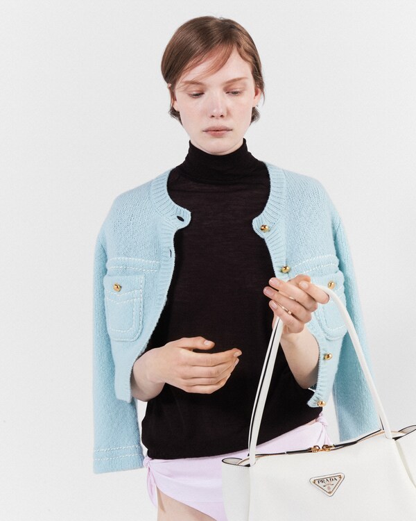 Aqua Cashmere Cardigan | PRADA