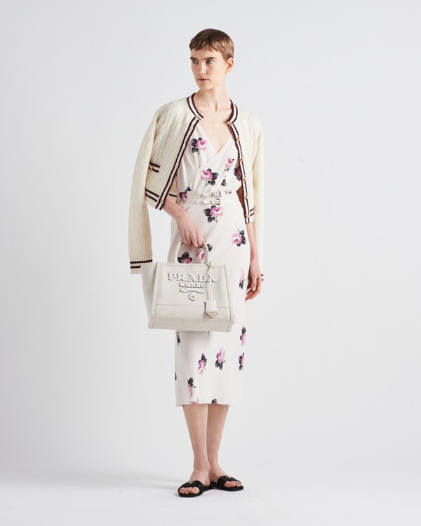 White/burgundy Wool Cardigan | PRADA