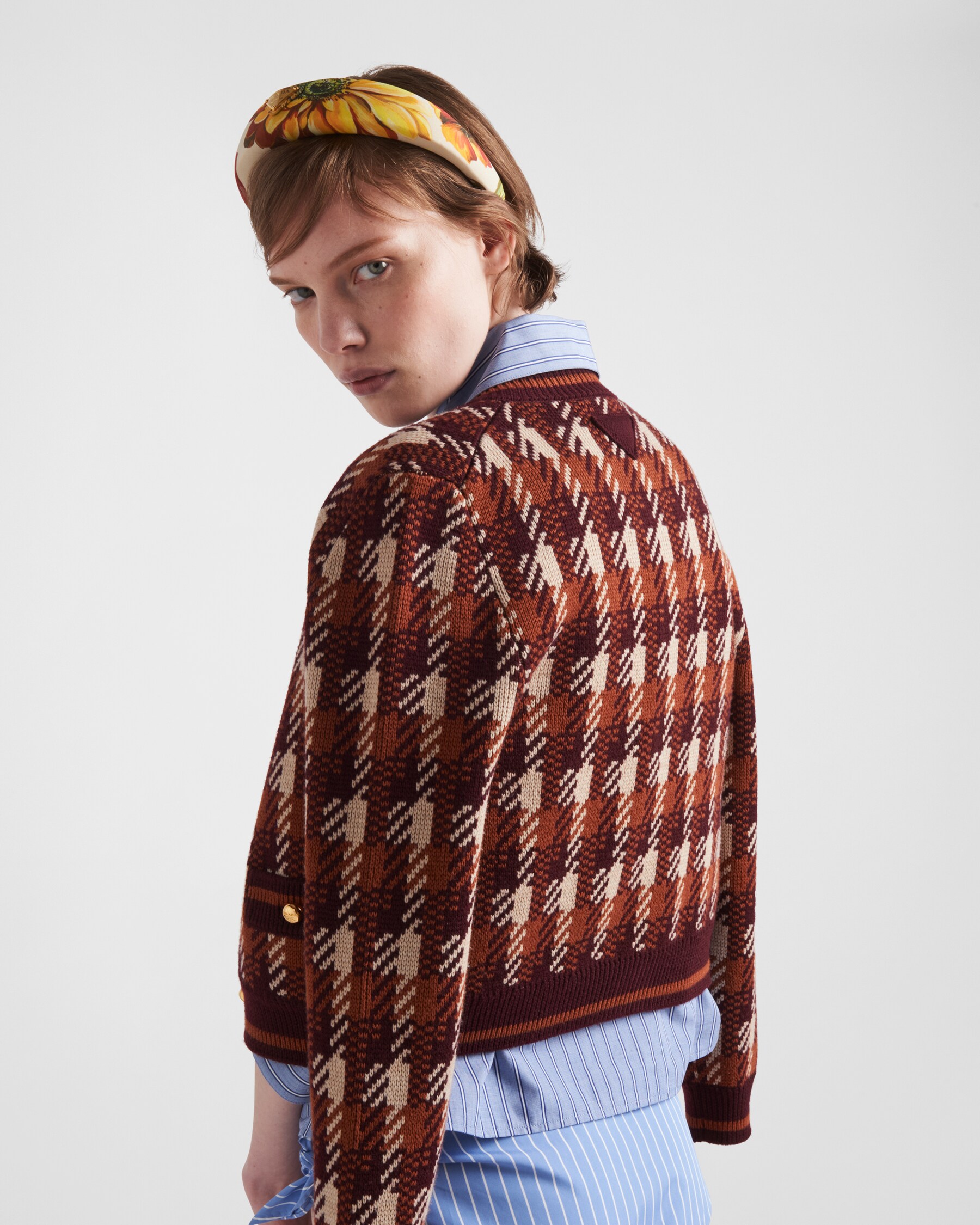 Amaranth Red/maize Yellow Wool Cardigan | PRADA