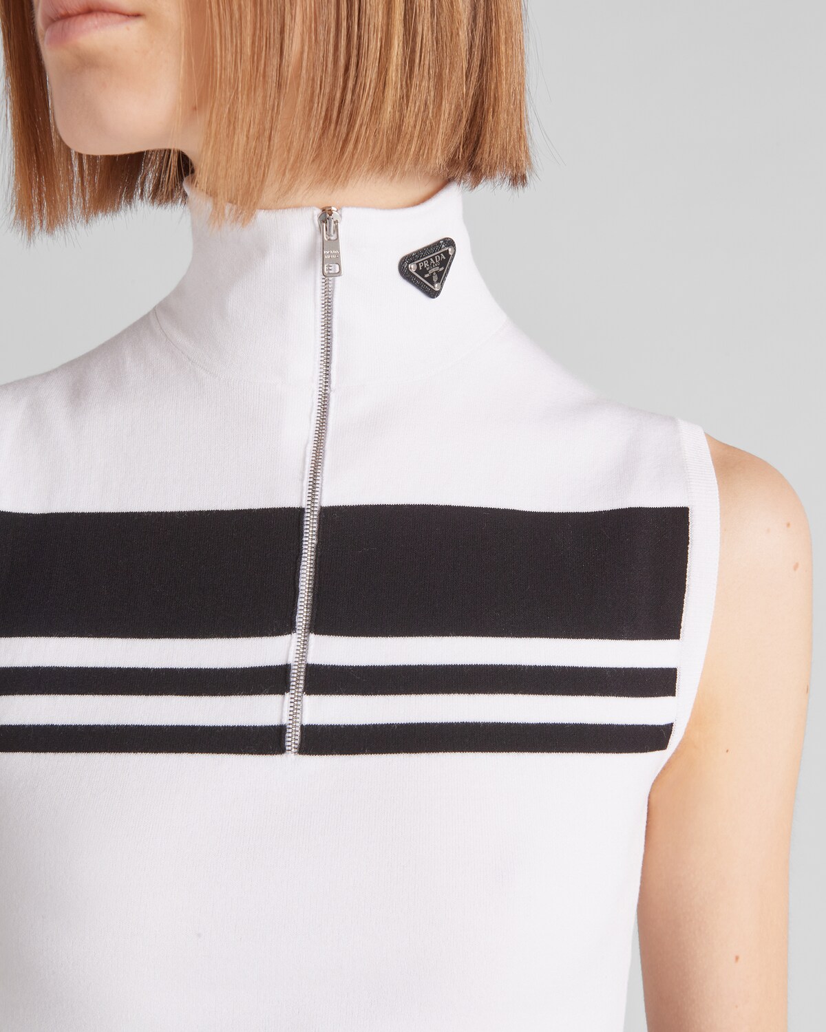 White/black Viscose And Cotton Crop Top | PRADA