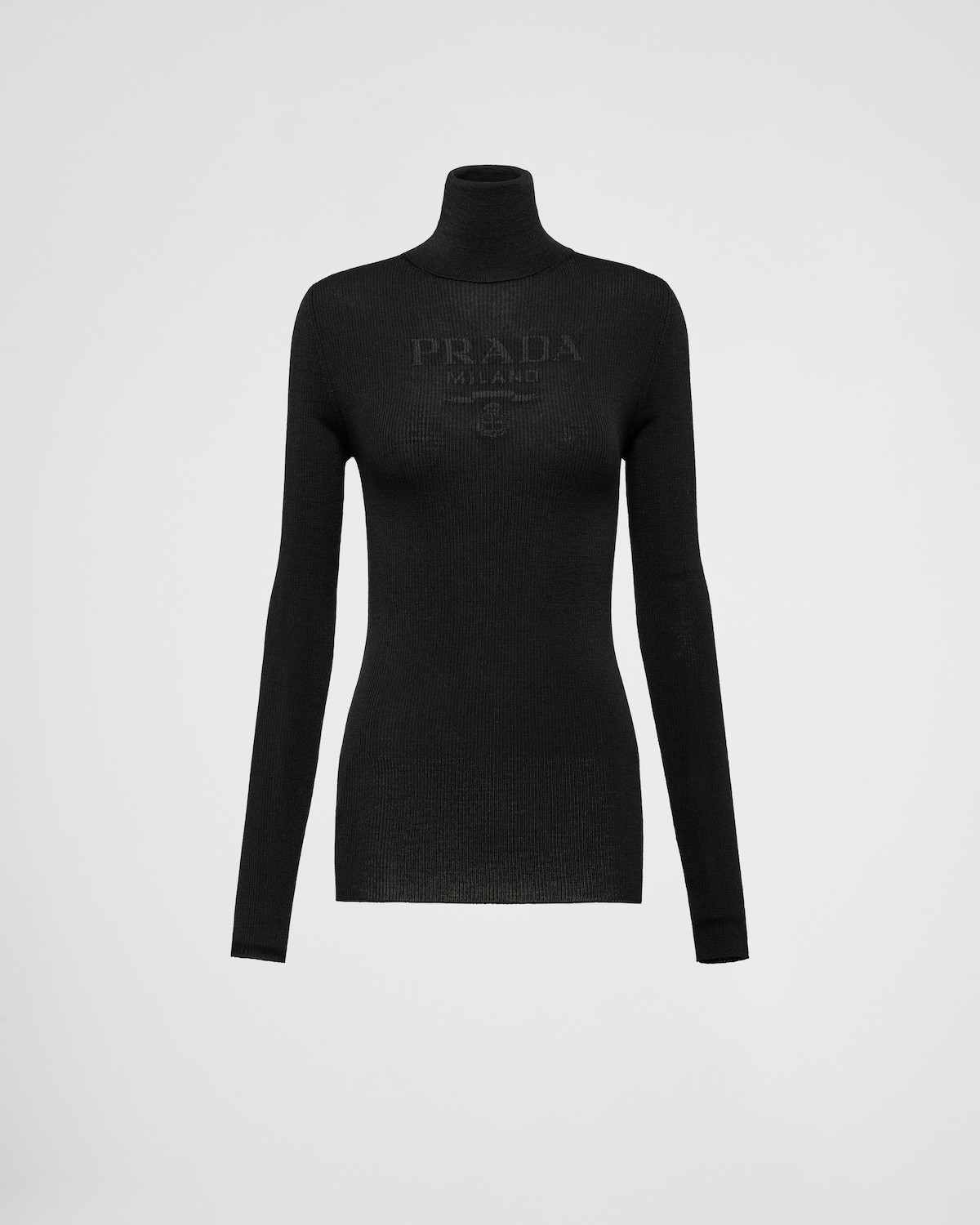 Black Superfine Wool Turtleneck Sweater | PRADA - United States