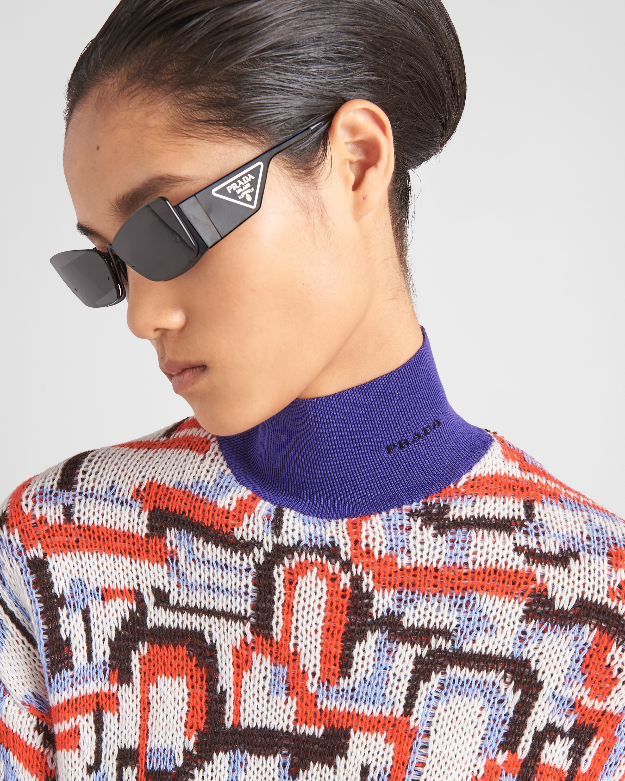 Orange Cashmere and wool turtleneck sweater | Prada