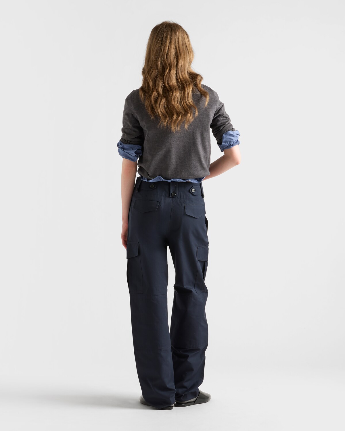 Navy Poplin Pants | PRADA