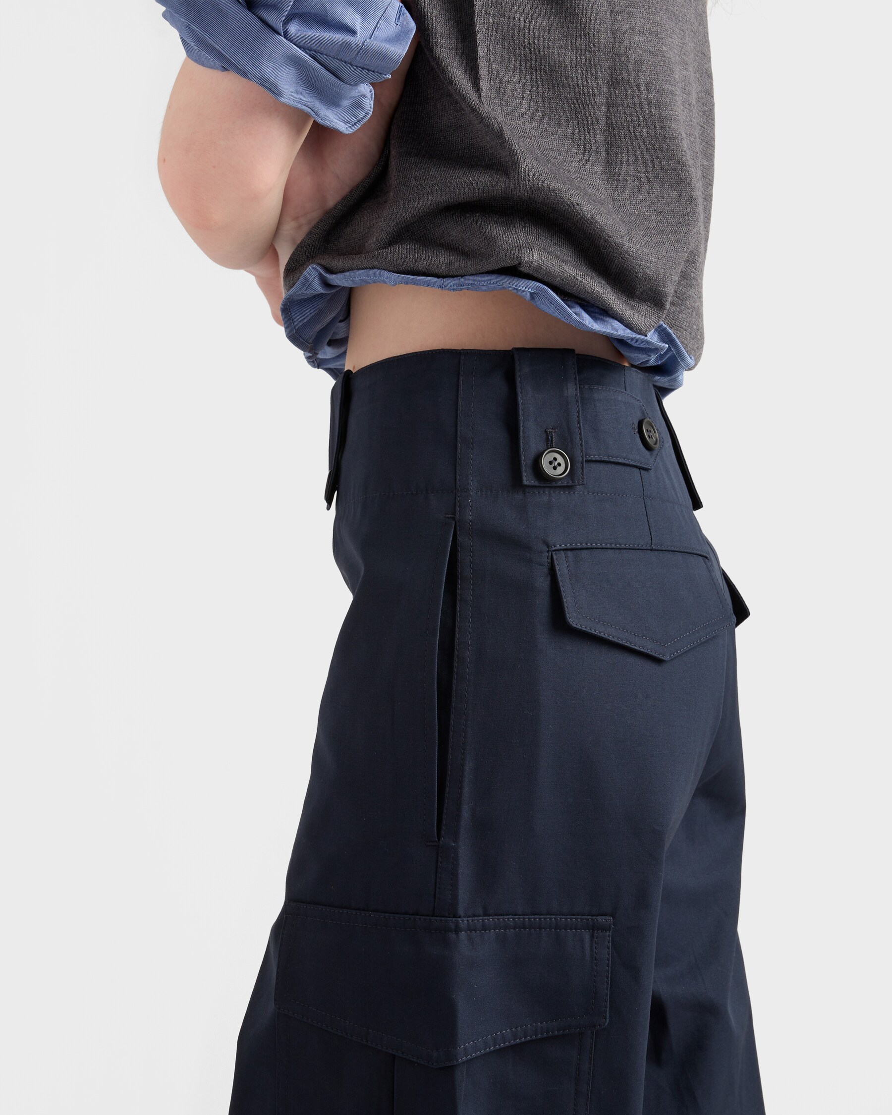 Navy Poplin Pants | PRADA