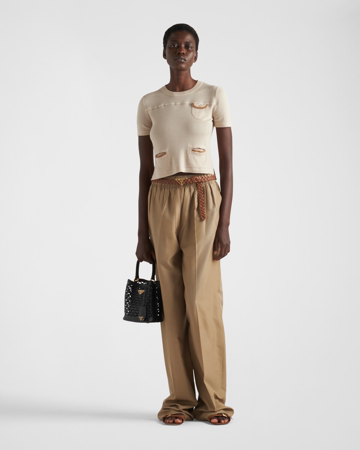 Olive Green Silk Pants | PRADA