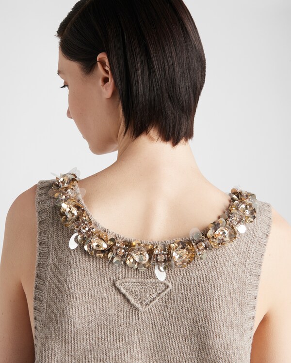 Cord Sleeveless Wool And Cashmere Top | PRADA