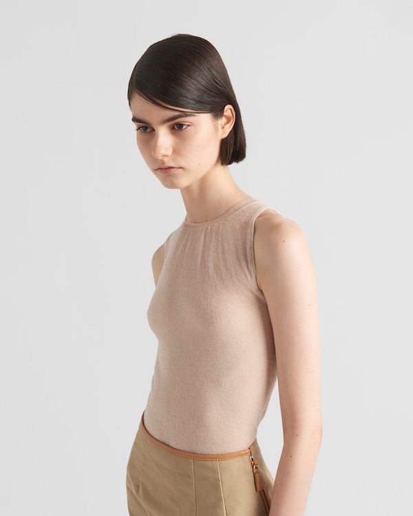 Desert Beige Cashmere Tank Top | PRADA