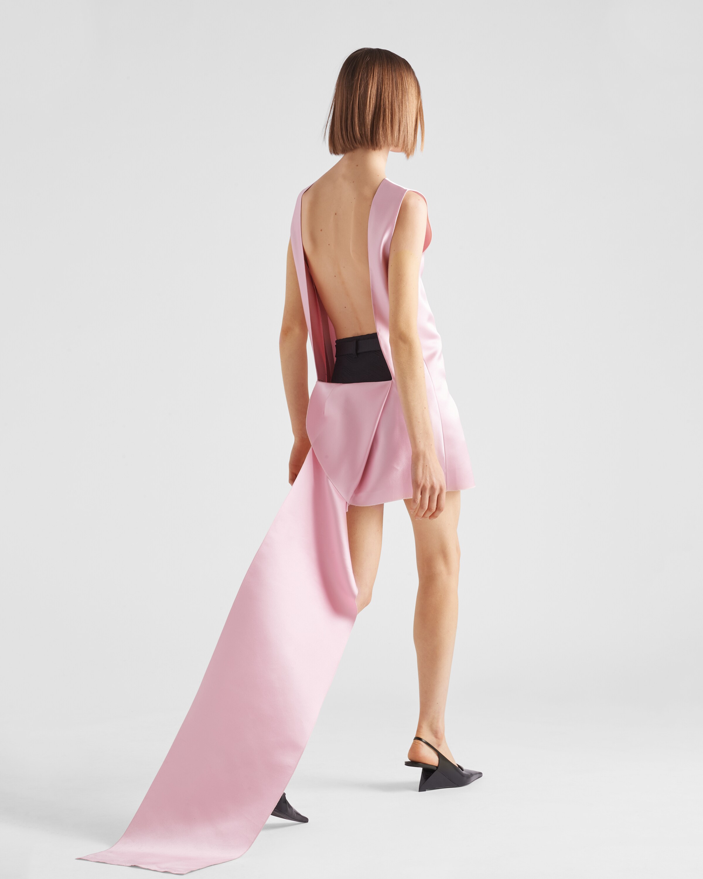Petal Pink Double satin mini-dress | Prada