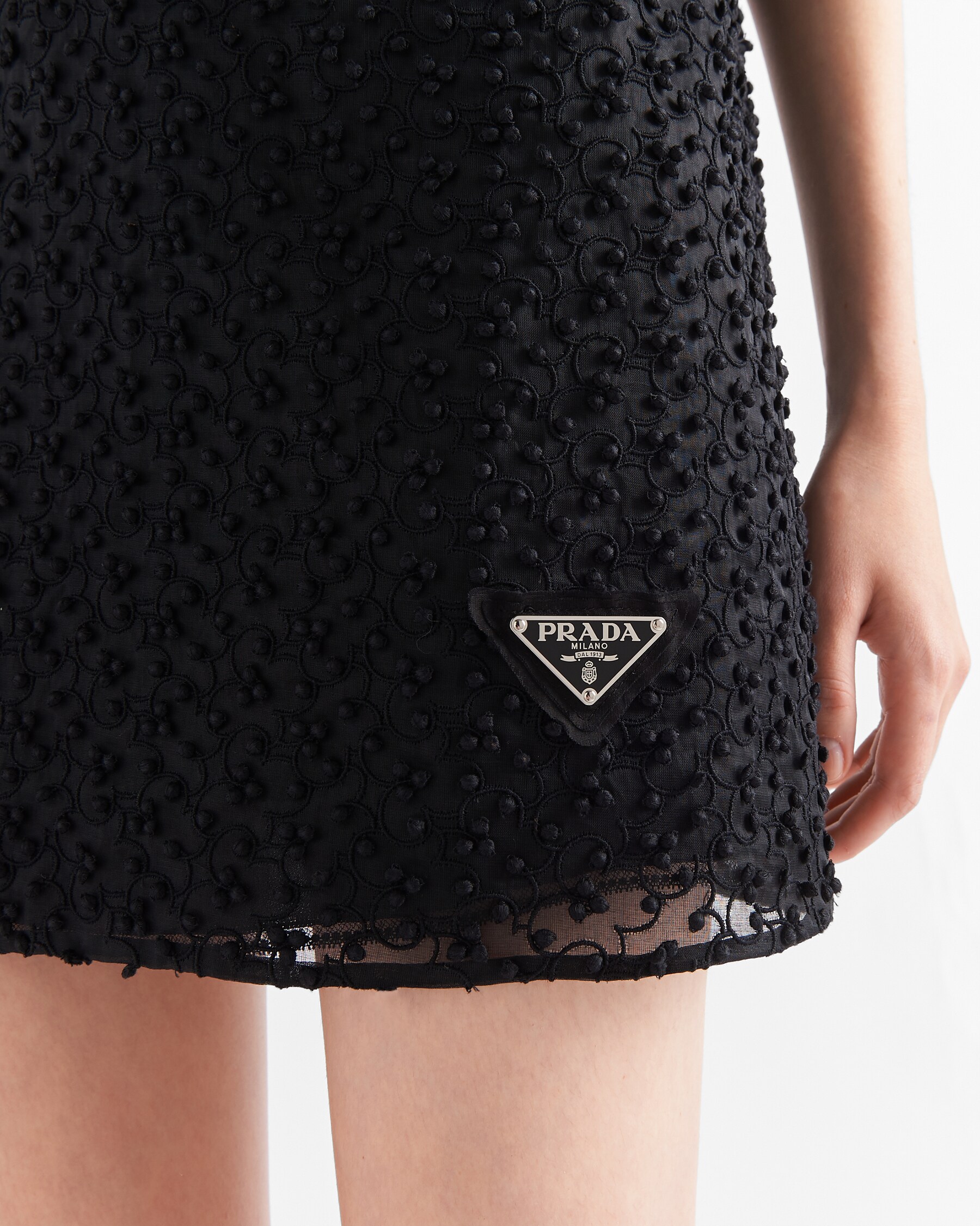 Black Mini-dress With Shirt Collar | PRADA