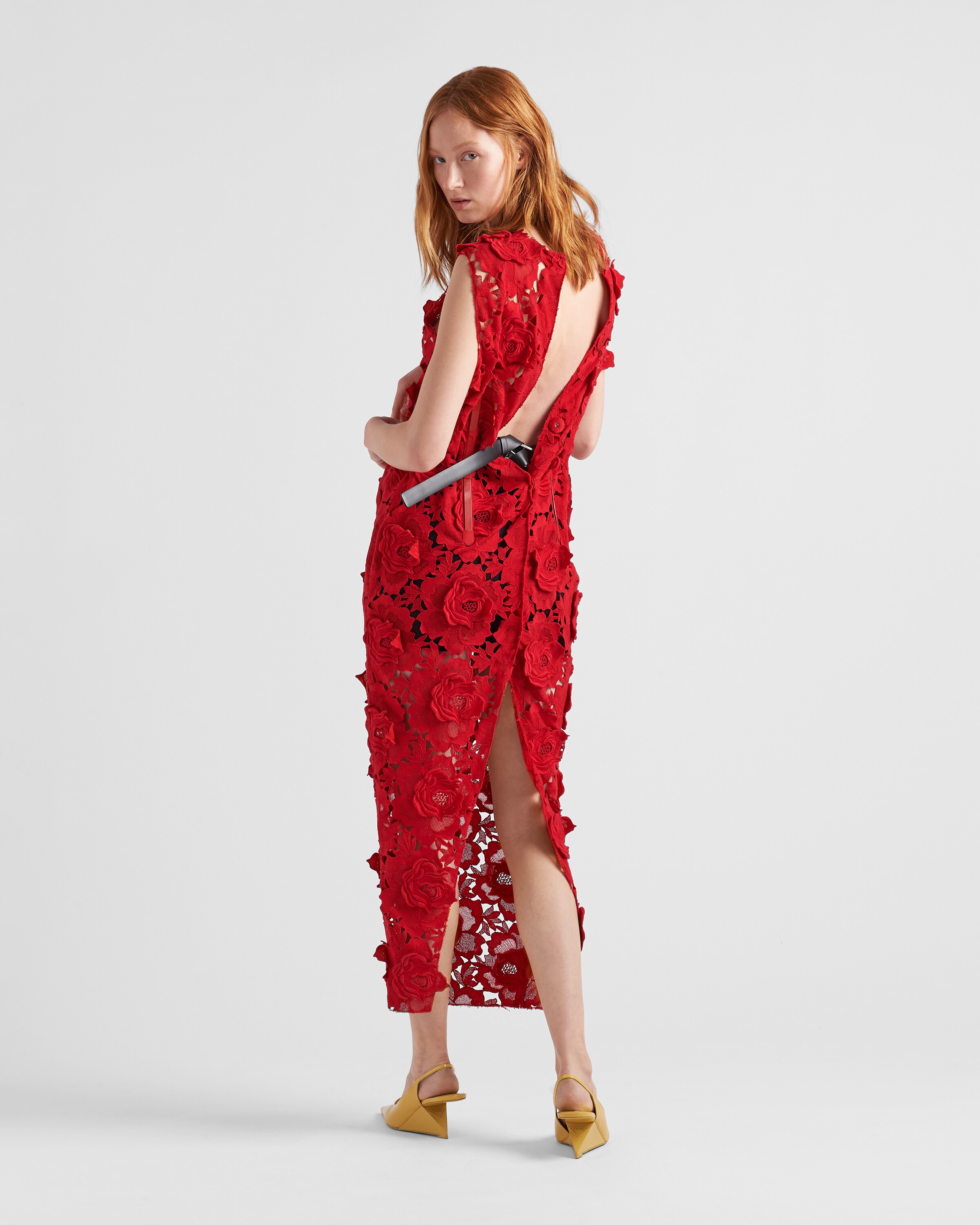 Red Guipure lace dress | Prada